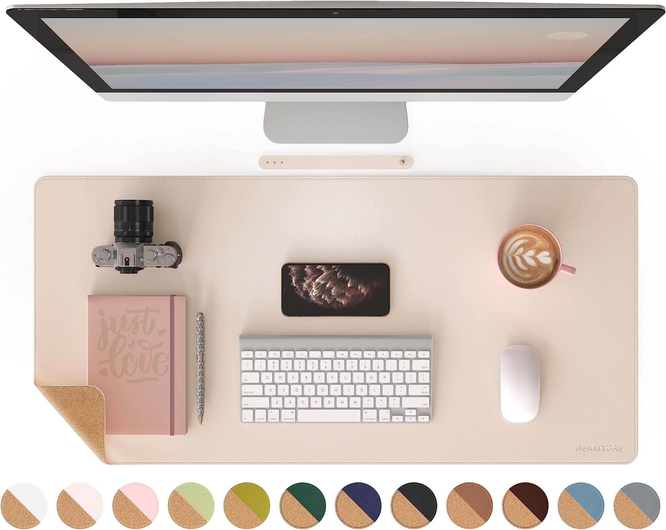 Amazon.com : RENMTURE Desk Pad, Faux Leather Large Mouse pad for Office ...