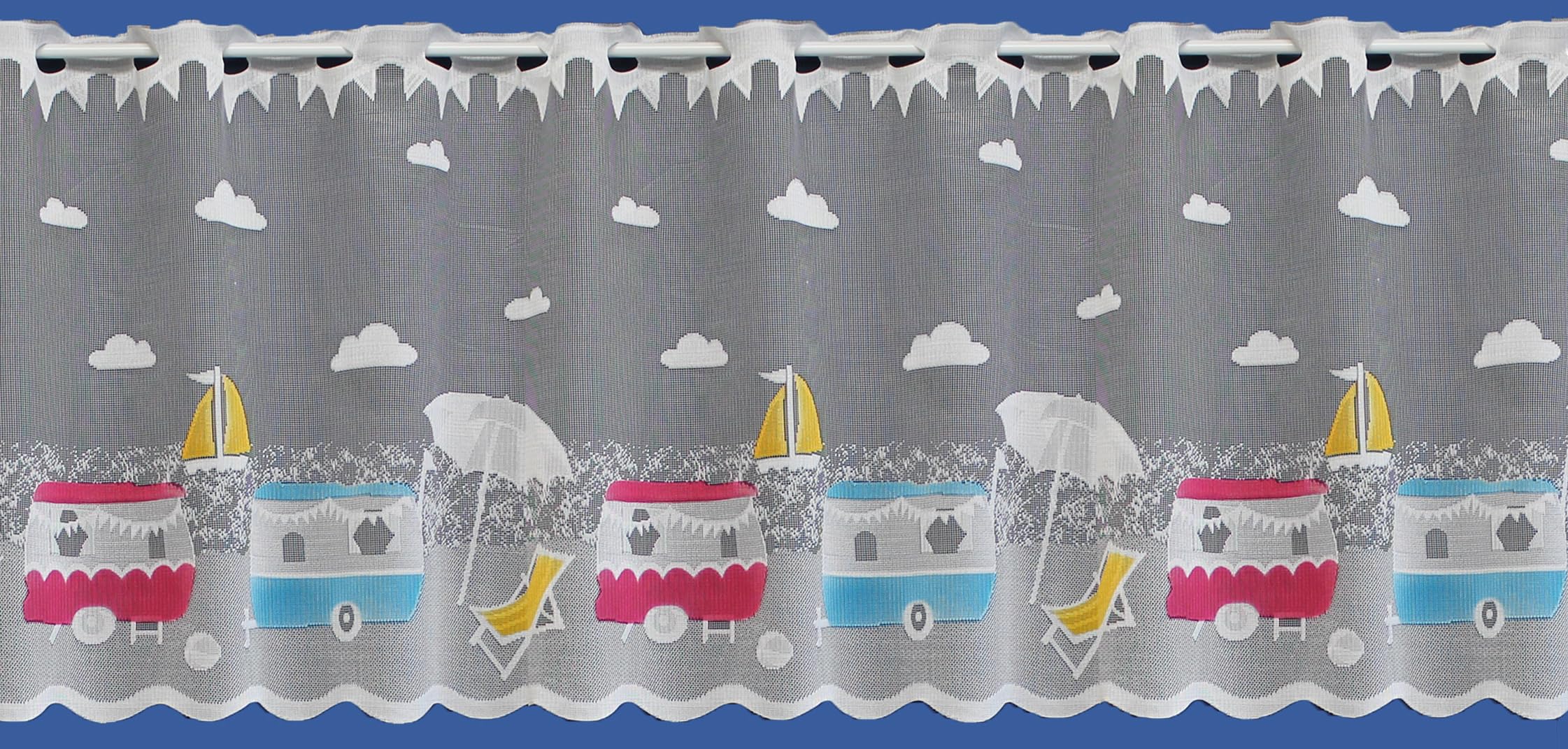 Caravan Beach 18inch (45cm) Drop White Lace Window Cafe Net Curtain ...