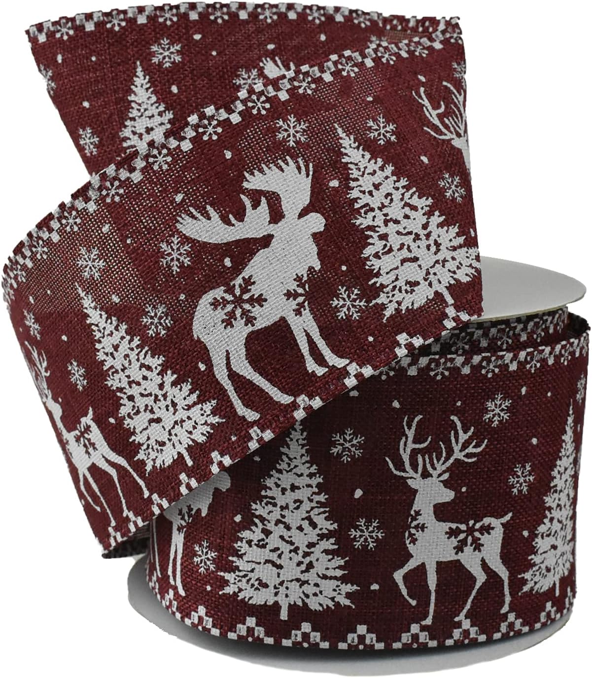 Amazon.com: Burgundy Christmas Winter Forest Deer Landscape Wired ...