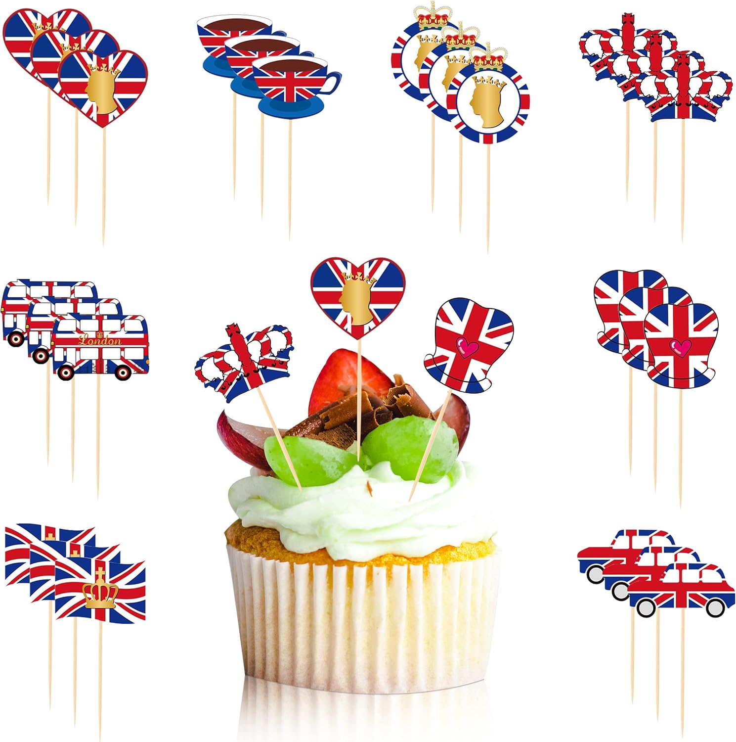 24 Pcs King Charles Coronation Decorations Cake Toppers,2023 Union Jack ...
