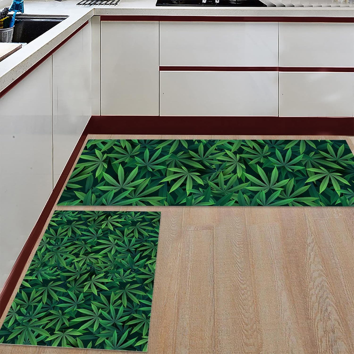 Amazon.com: Kitchen Mats for Floor Kitchen Rugs 2 Piece, Green ...