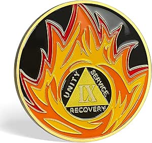 Amazon.com : Flame Triangular 9 Year Sobriety Coin | Alcoholics ...