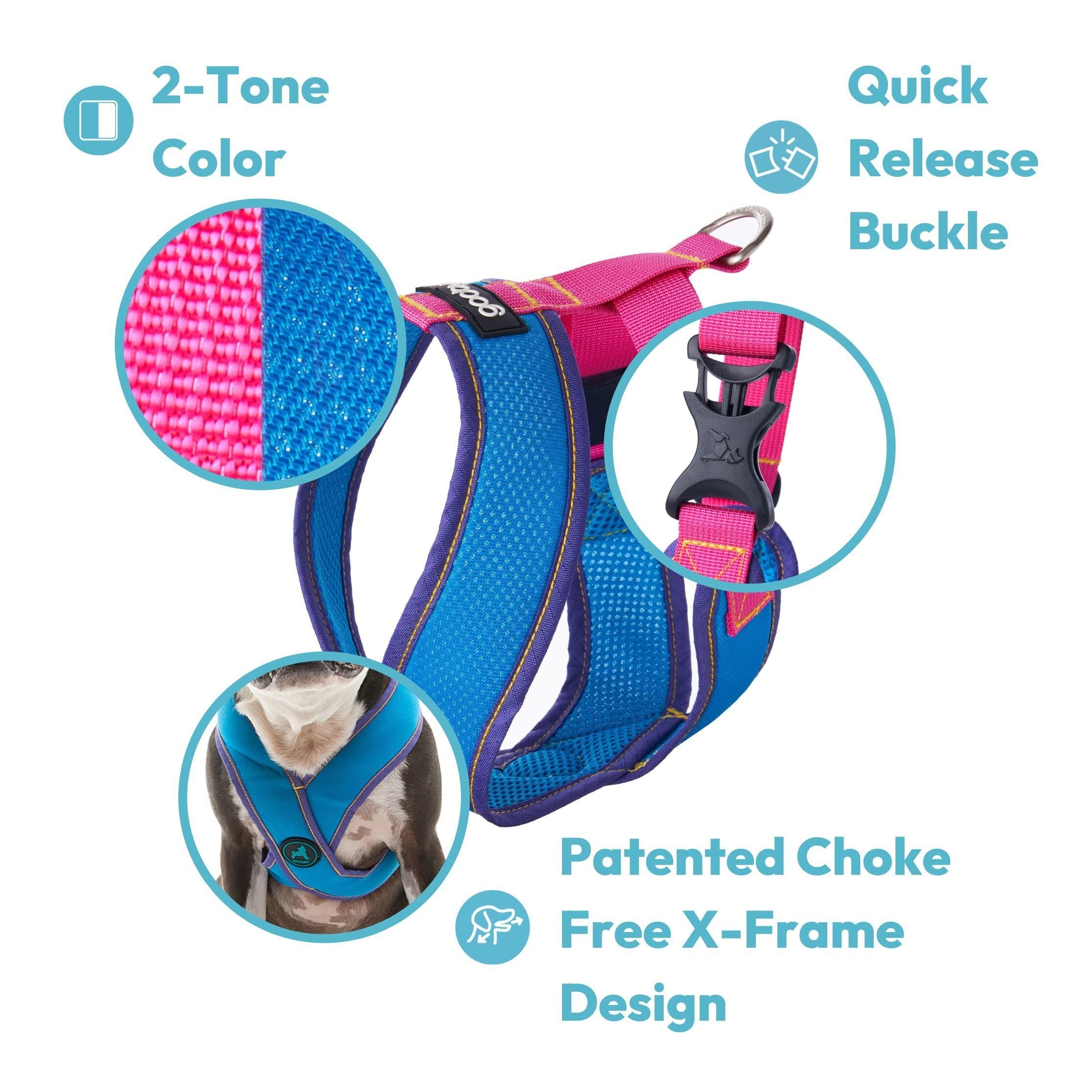 Snapklik.com : Gooby Comfort X Step In Harness V2 - Large, Navy(Red) - No Pull Small Dog Harness