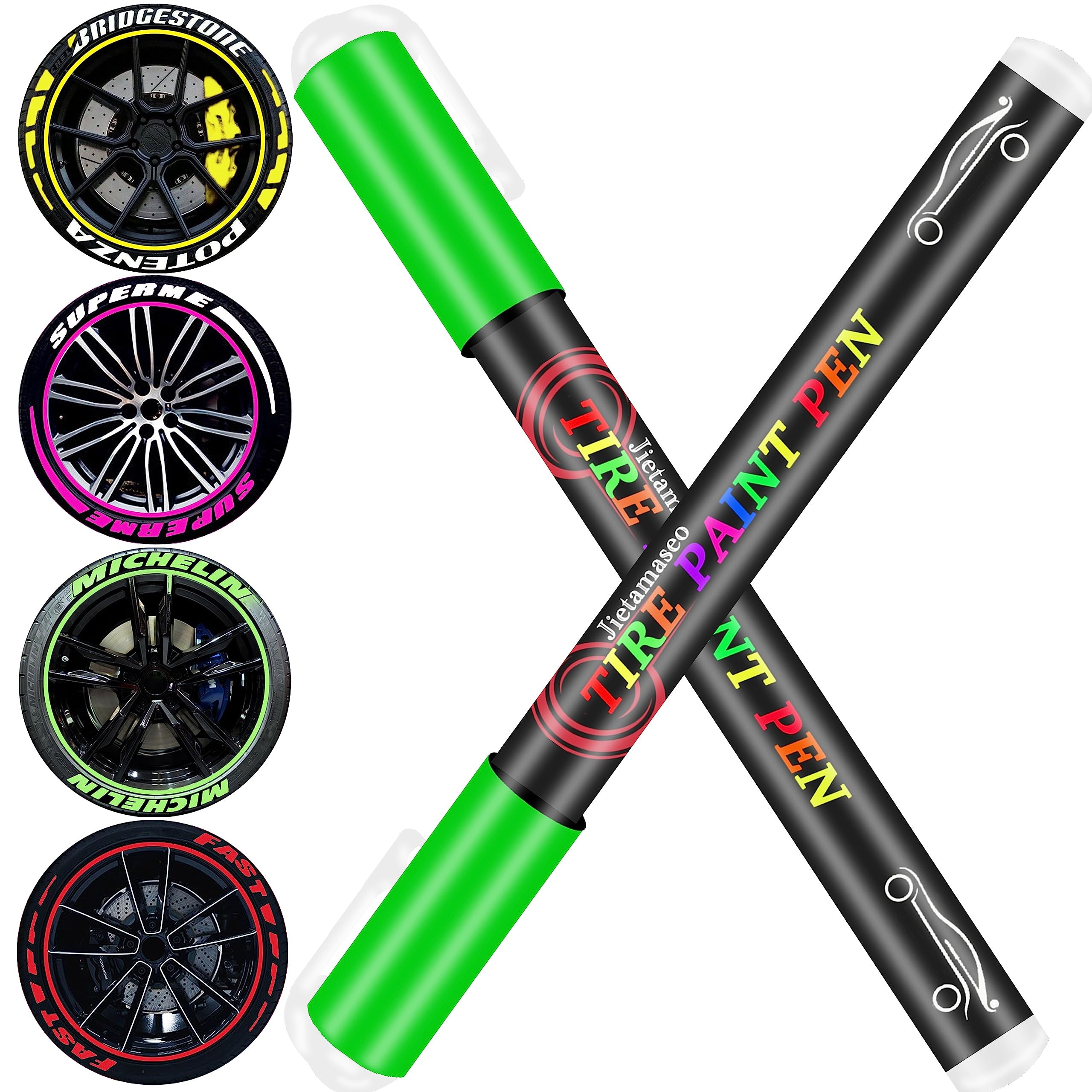 Amazon.com: Jietamaseo Tire Paint Pen For Car Tires, 2Pcs Green Tire ...