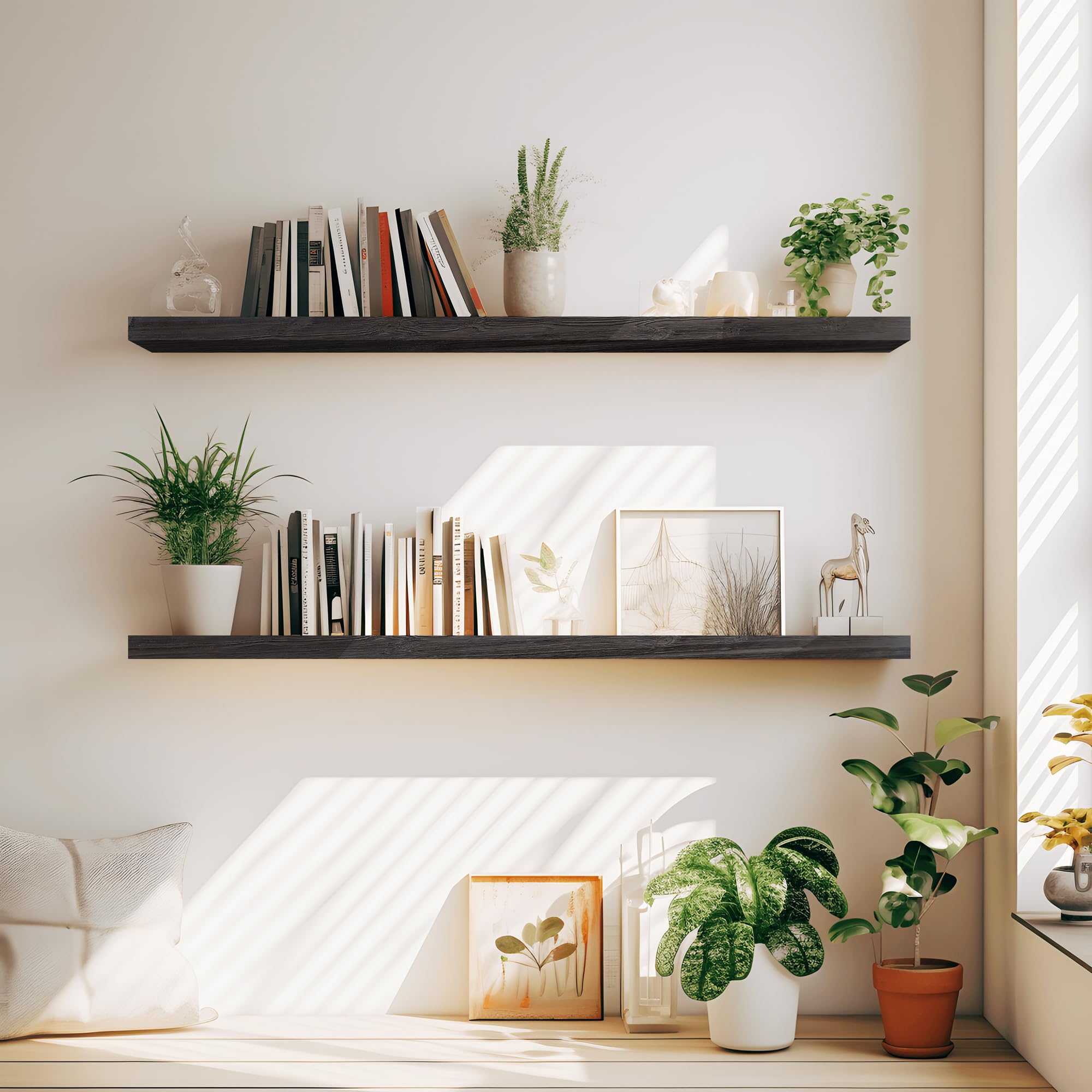 Snapklik.com : LaVie Home Floating Shelves, Floating Wood Shelves Set Of 2