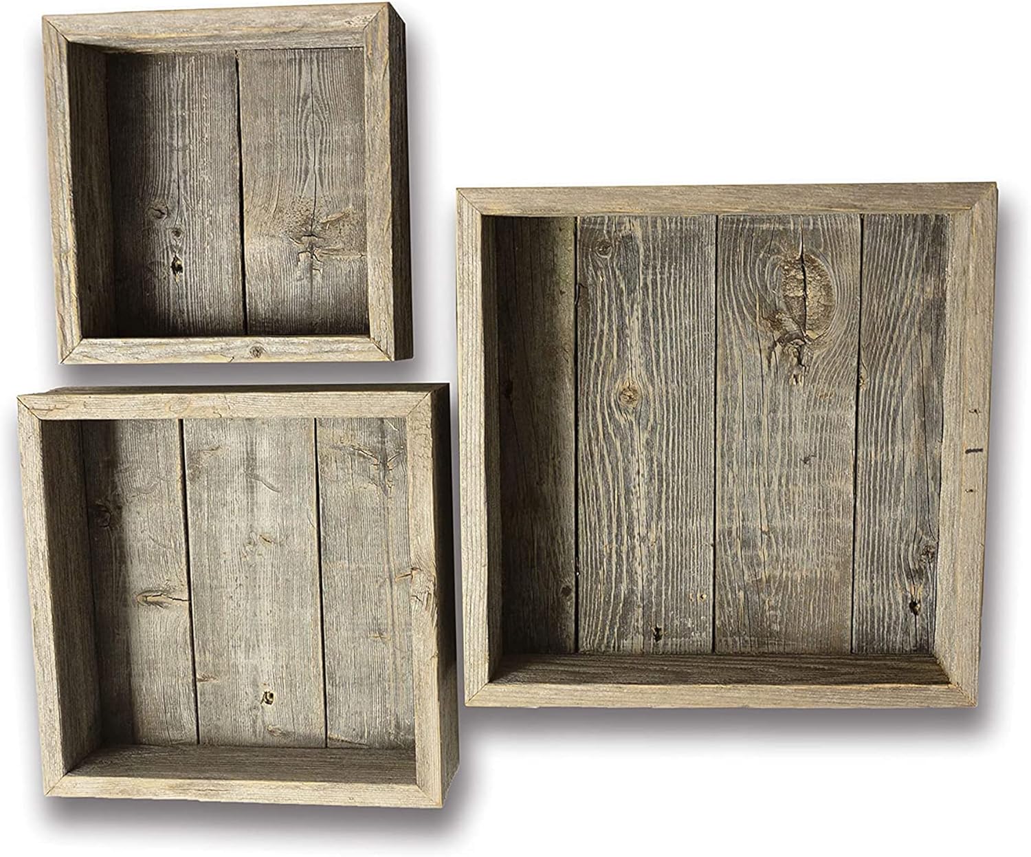 Amazon.com: Rockin' Wood Rustic Wood Shadow Box Floating Shelves with ...