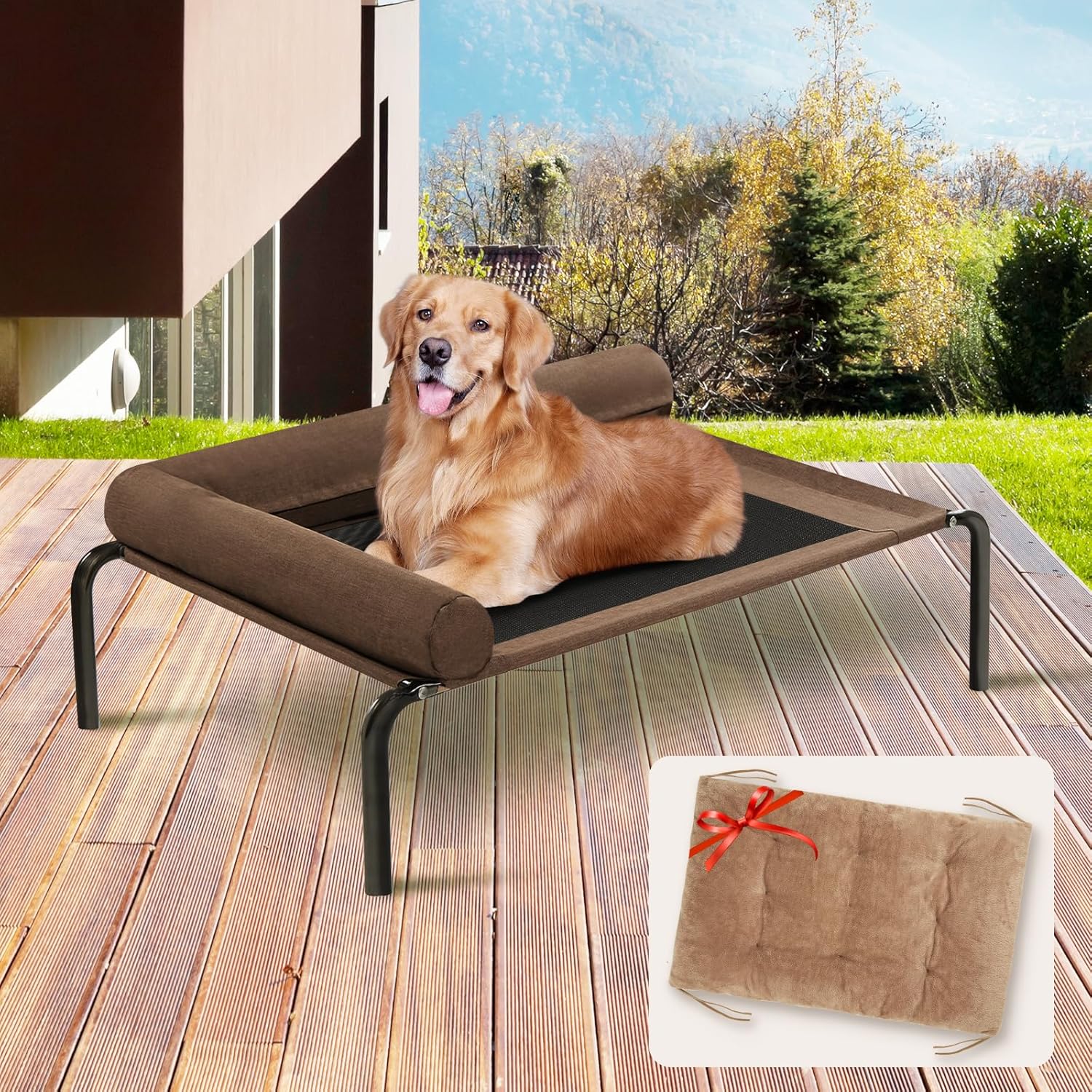 Amazon.com : ROMROL 2 in 1 Elevated Dog Bed, 42 Inches Raised Dog Cots ...