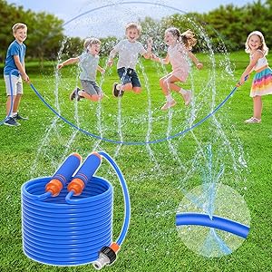 VATOS 2-in-1 Water Sprinkler Jump Rope Toy for Kids – 25.5ft Splash ...