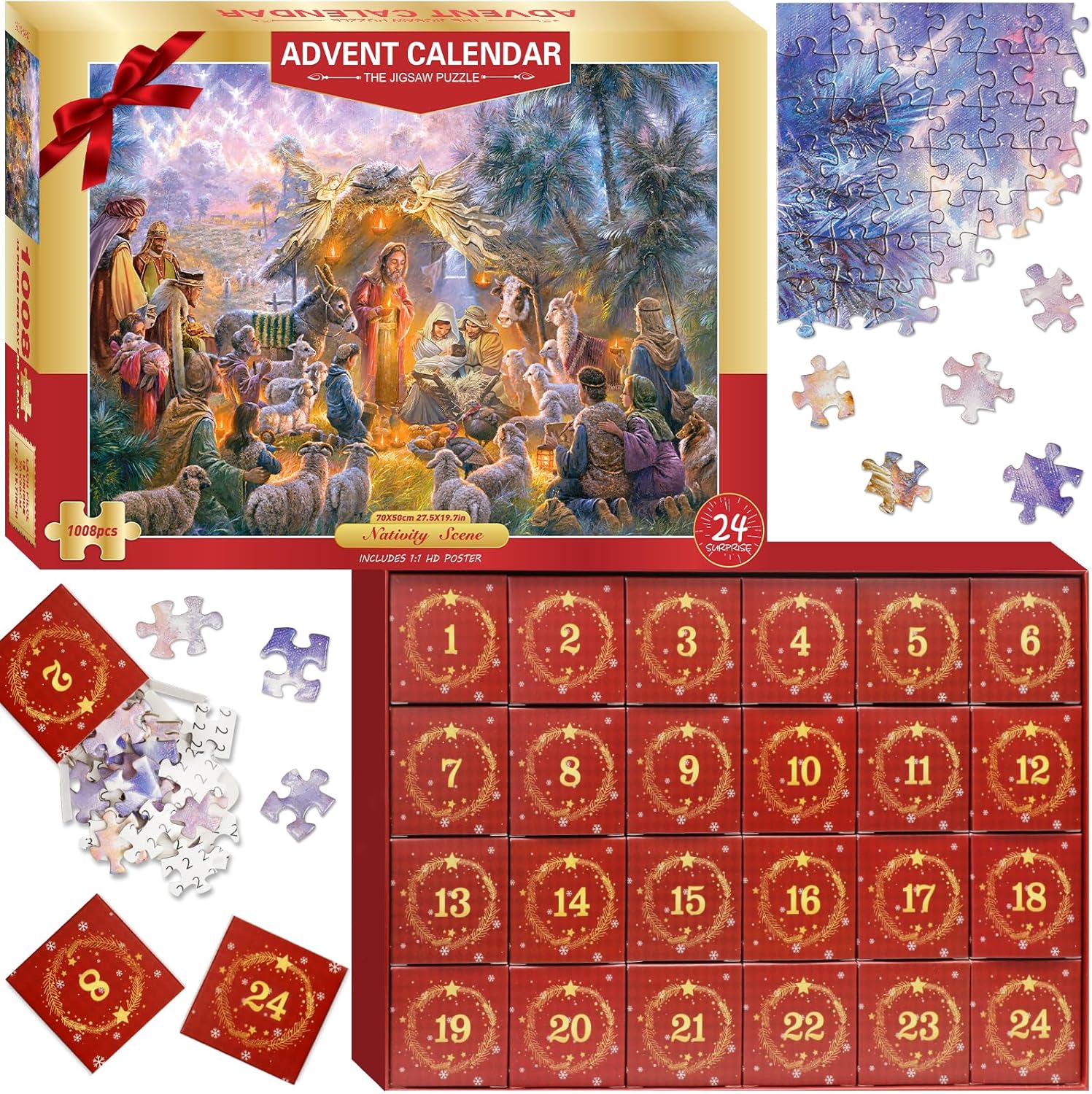 Amazon.com: pozemu Nativity Puzzle Advent Calendar 2025 Christmas ...