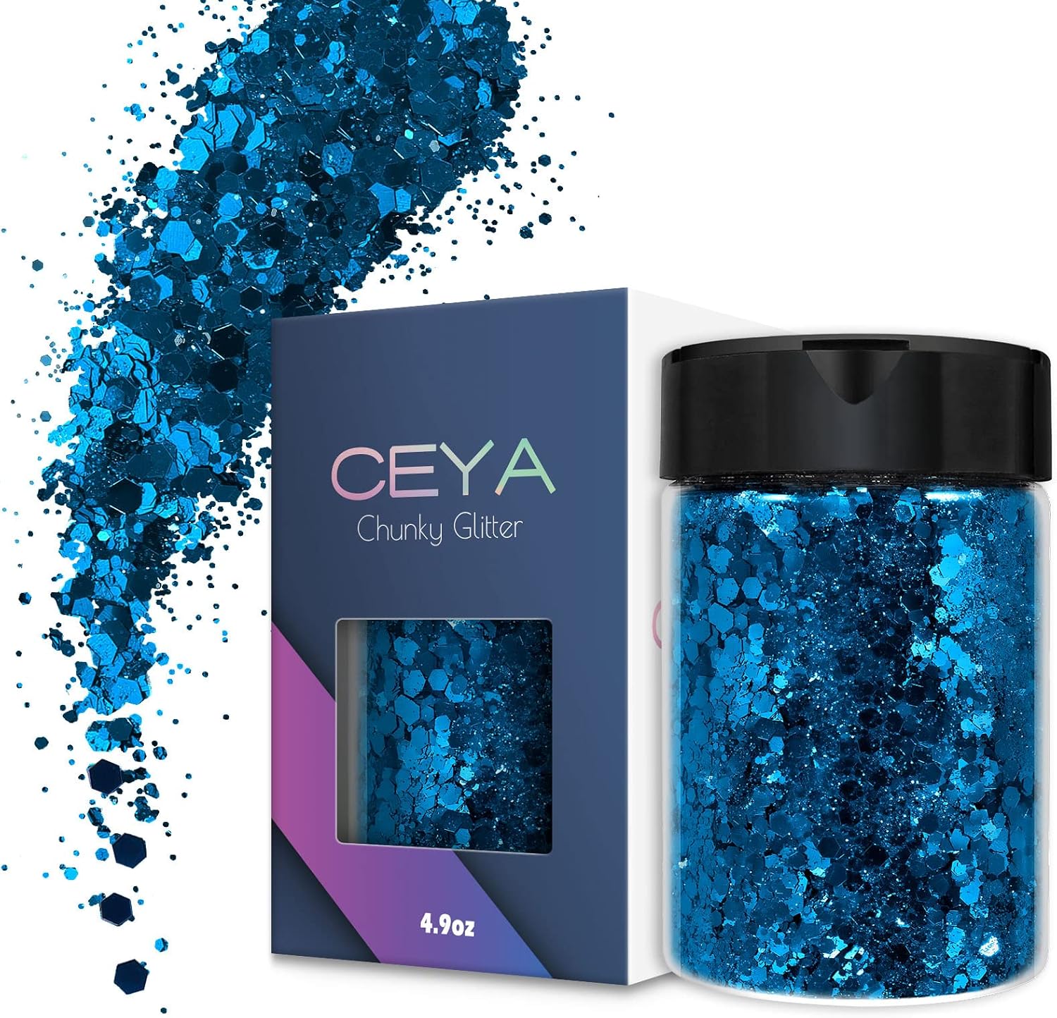 Amazon.com: Ceya Chunky Glitter, 4.9oz/ 140g Admiral Blue Craft Glitter ...