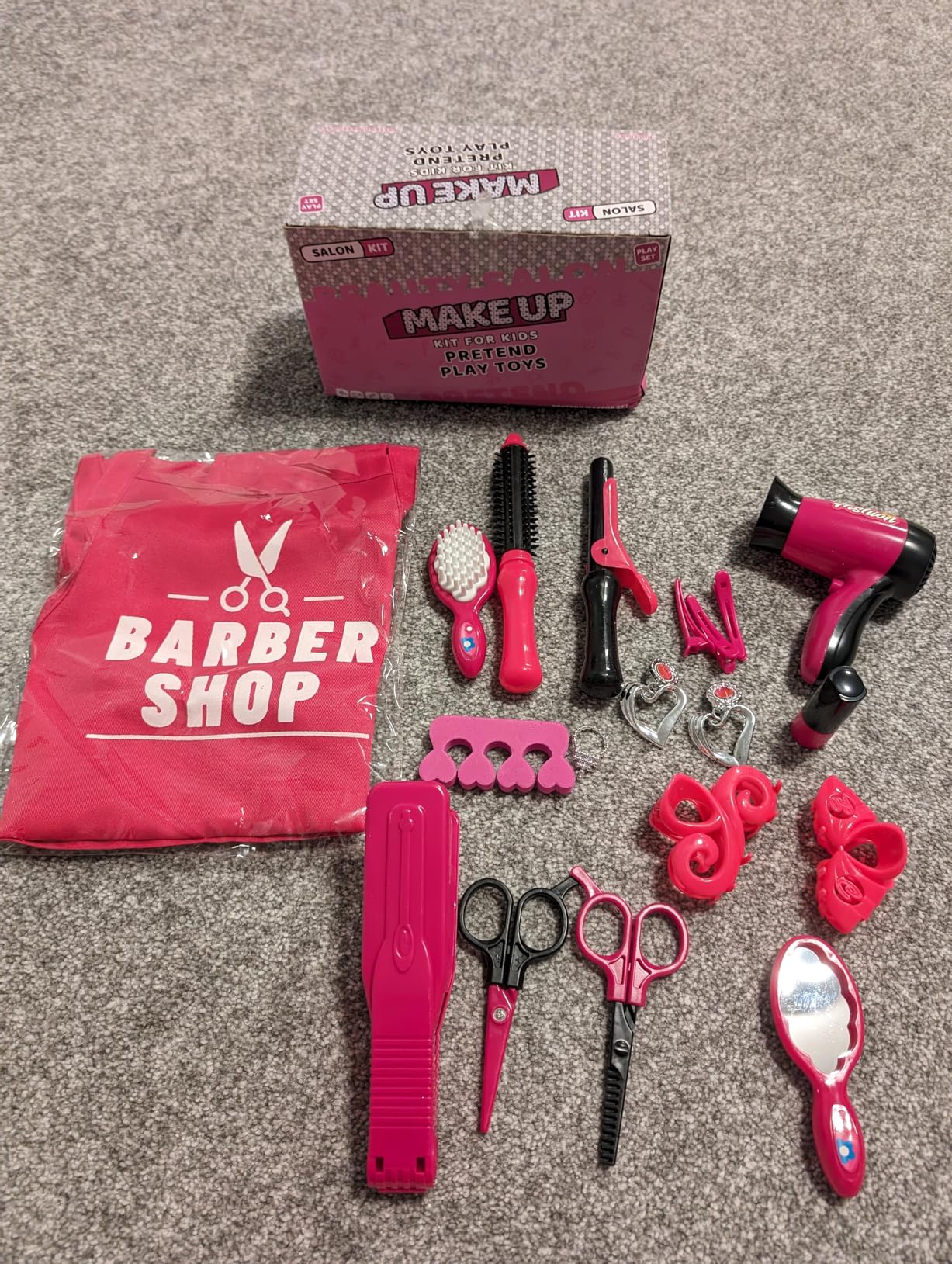 19 Pcs Kids Hairdressing Set, Hairdresser Role Play for Kids with Toy ...