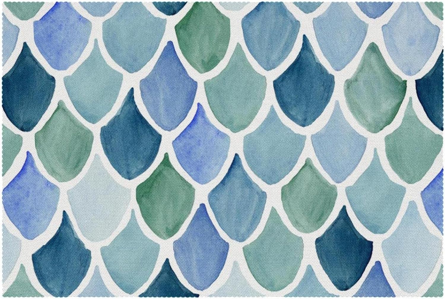 Amazon.com: Placemats Set of 6,Dining Table Placemats,Blue Green ...