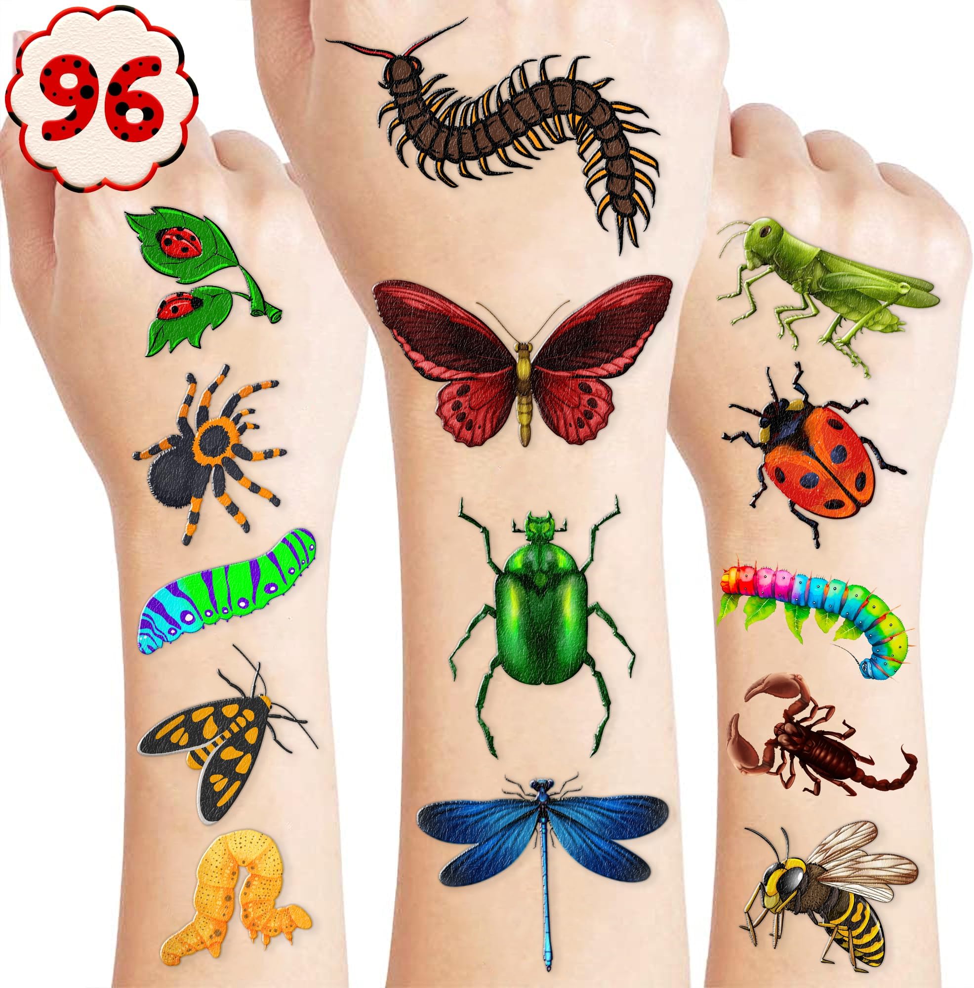 Amazon.com : Bug Temporary Tattoos Insect Party Favors 96 PCS Bees ...