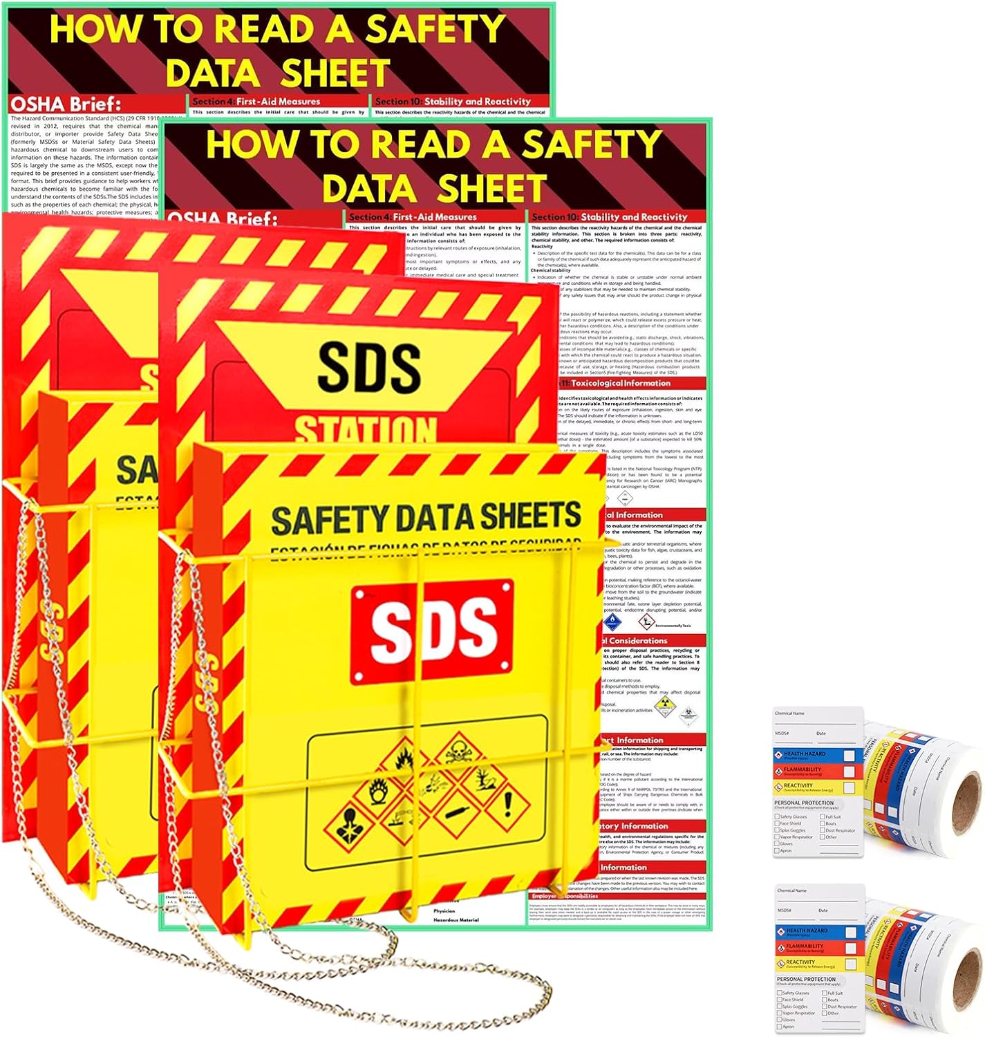 Amazon.com: 2 Pcs MSDS SDS Binder and Wall Station,Yellow Heavy Duty 3 ...