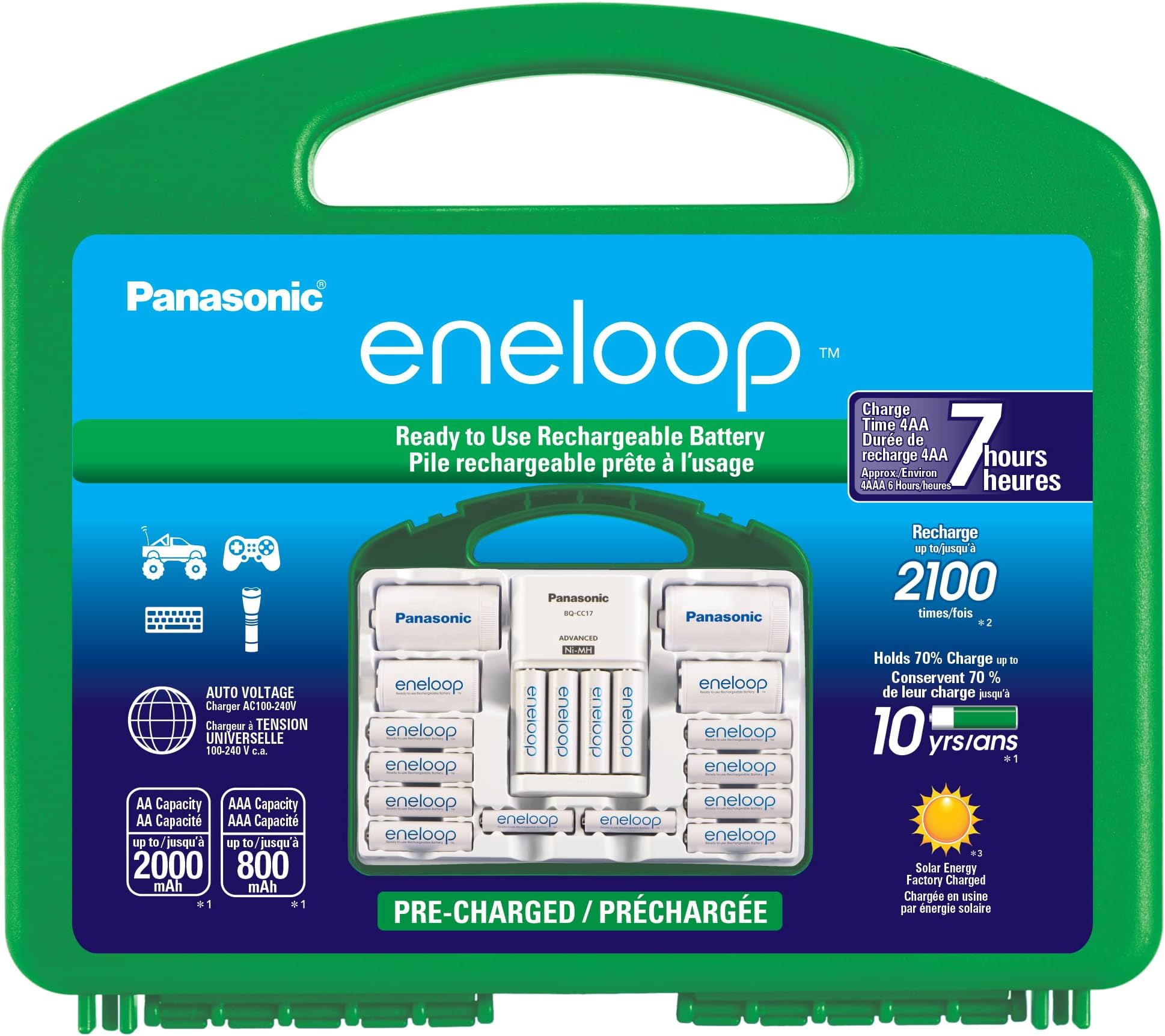 Amazon.com: Eneloop Panasonic K-KJ17MC124A Super Power Pack 12AA, 4AAA ...