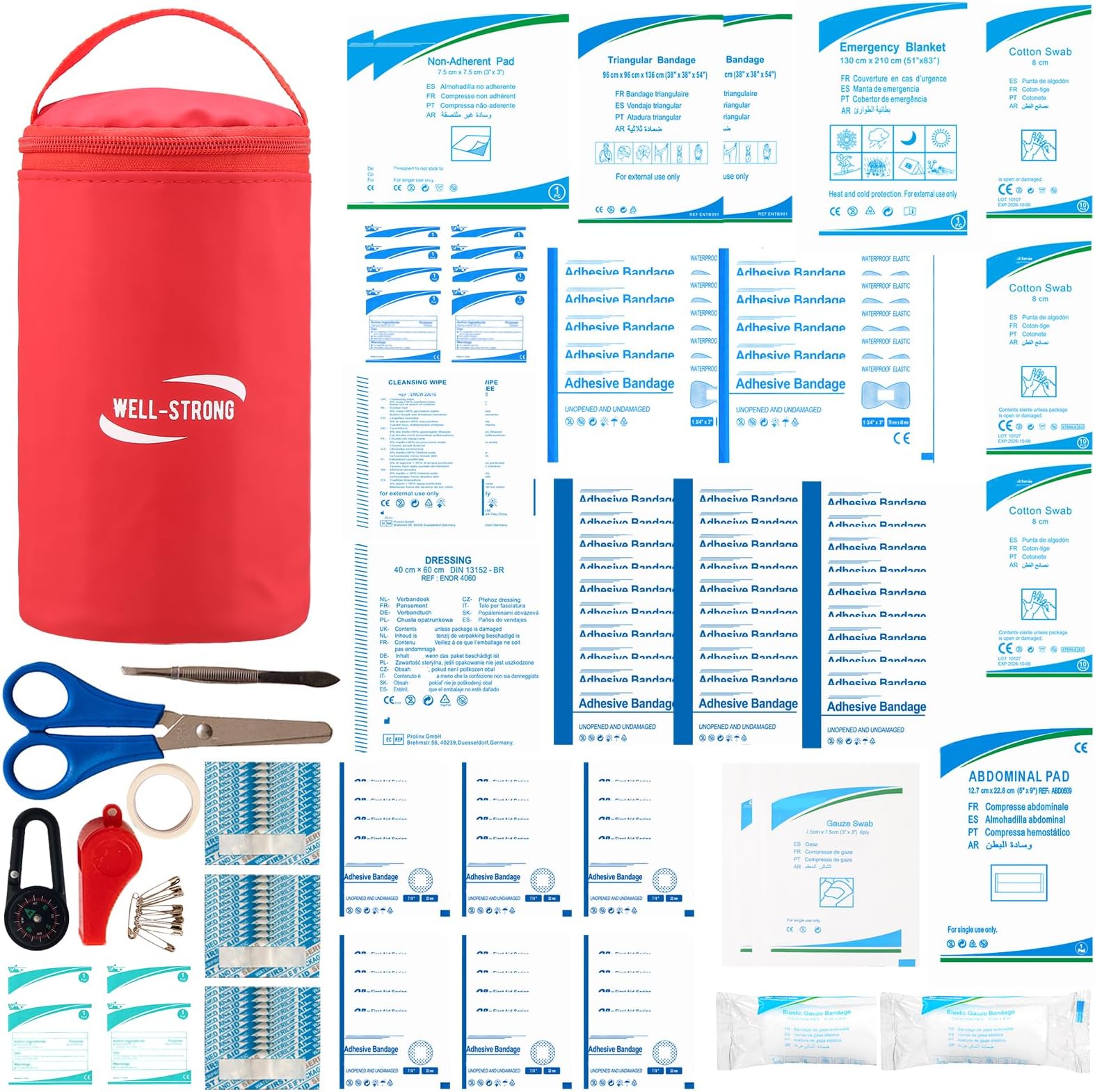 Amazon.com: WELL-STRONG 170pcs First Aid Kit - Compact Emergency Kit ...