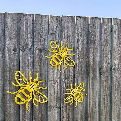 Rpporm 3PCS Bee Wall Decor Set of 3 Bees Wall Art Decorations Garden ...