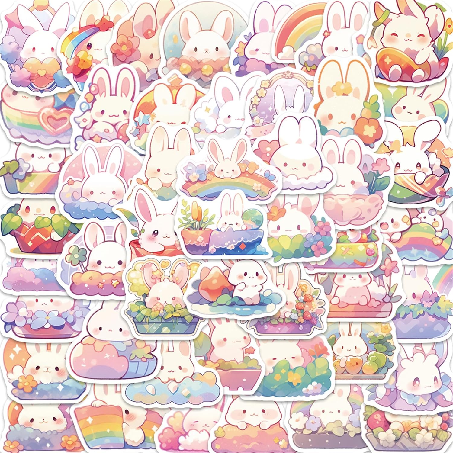 Amazon.com: Cute Rabbit Sticker Kawaii Bunny Stickers 50PCS for Kids ...