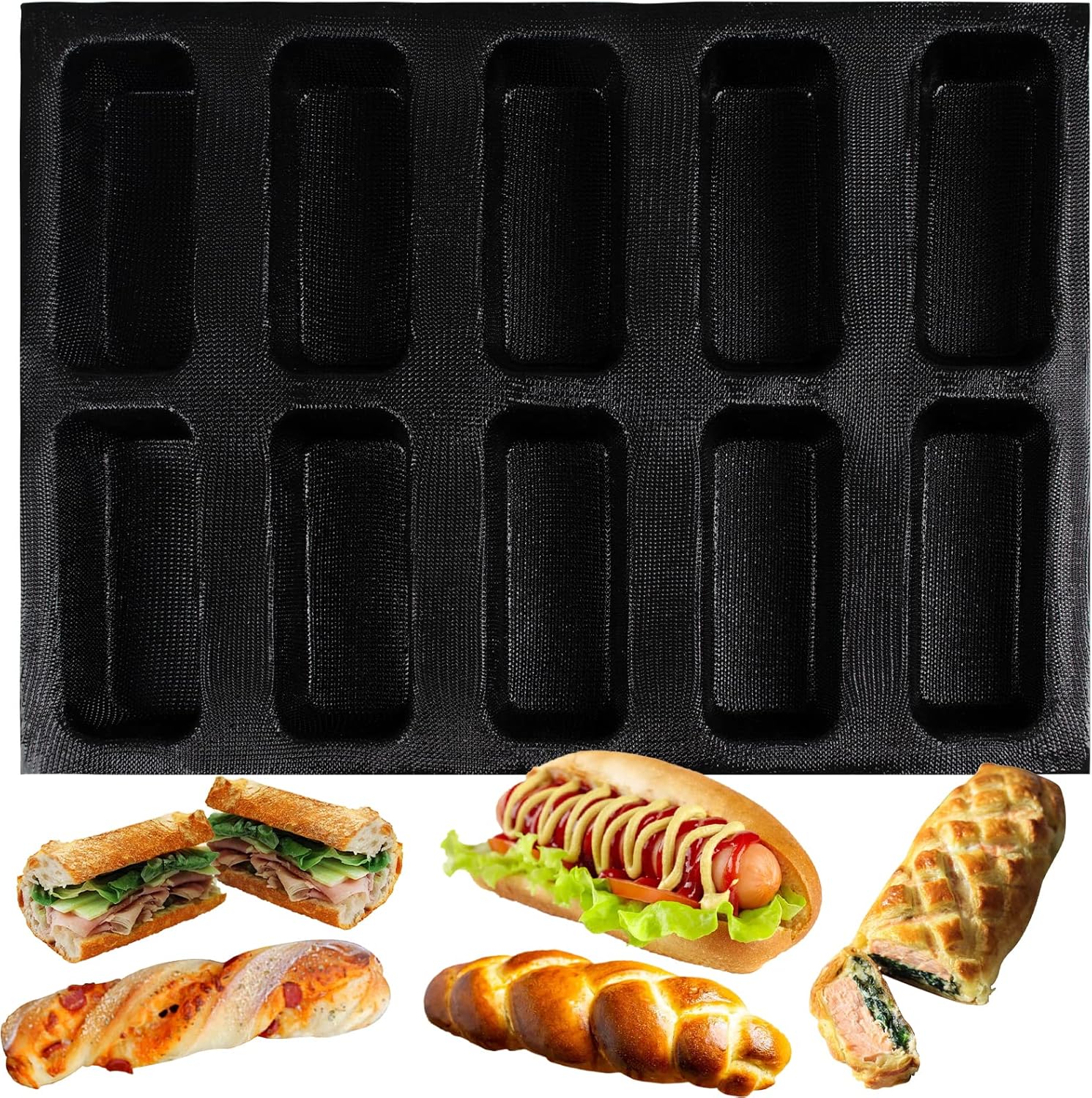 Amazon.com: FUNSHOWCASE Baking Pan Baguette Bread Perforated Eclair ...