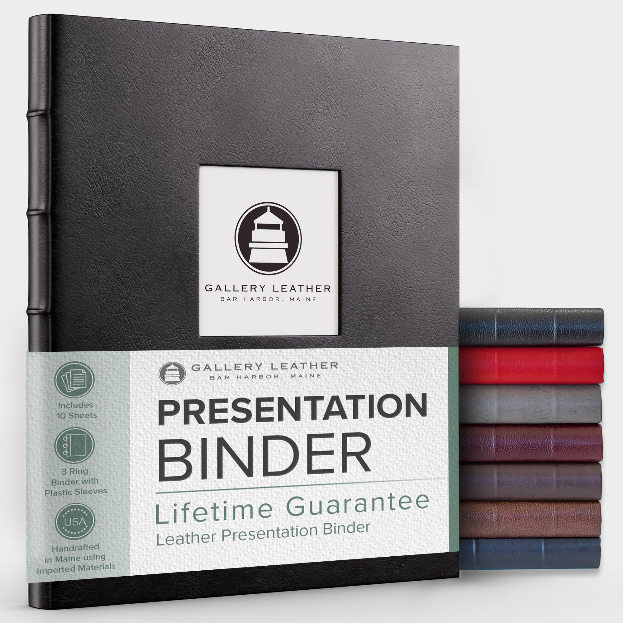 Amazon.com : Gallery Leather 3 Ring Binder with Plastic Sleeves ...