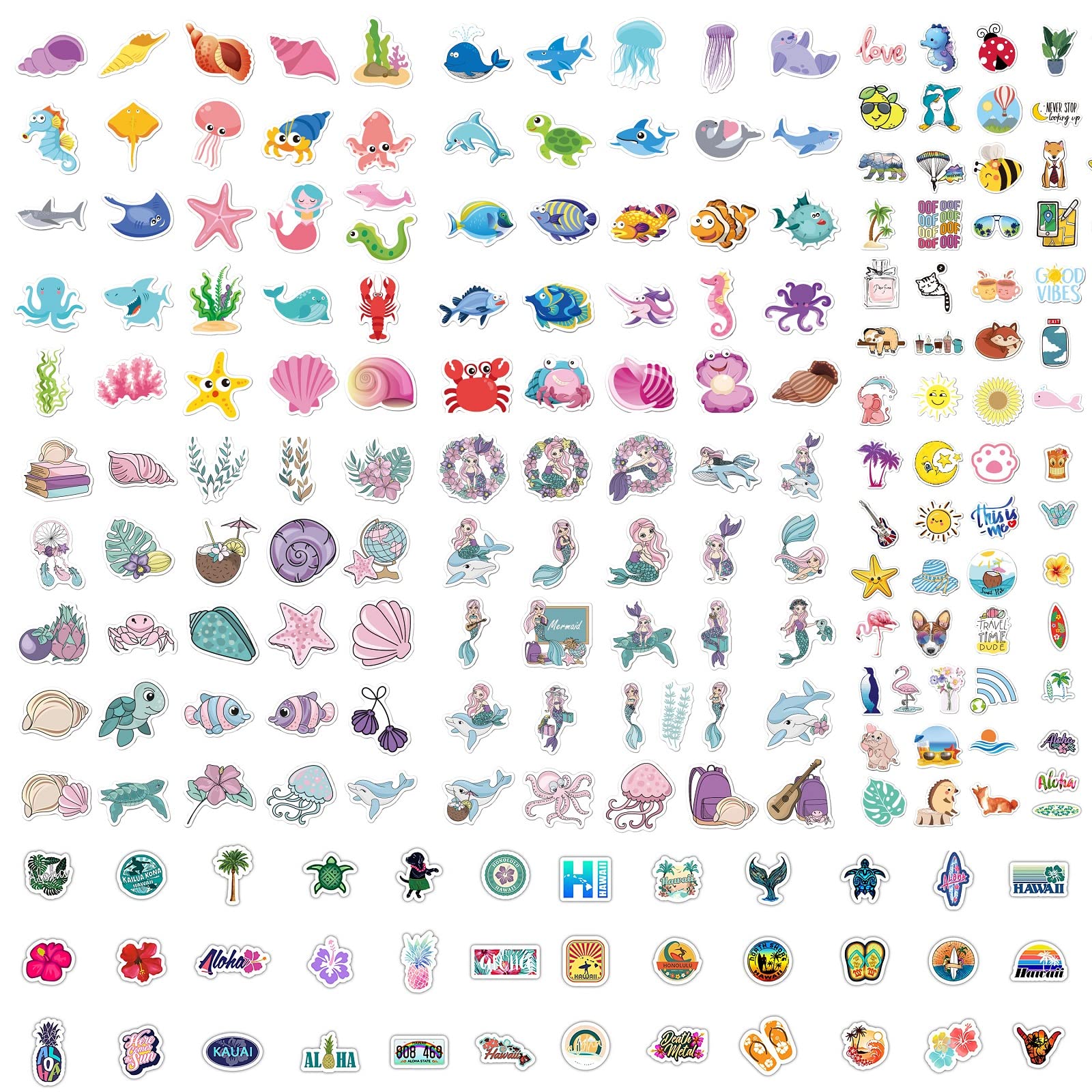 Snapklik.com : 200 Pcs Cute Stickers Mermaid Stickers Marine Life ...