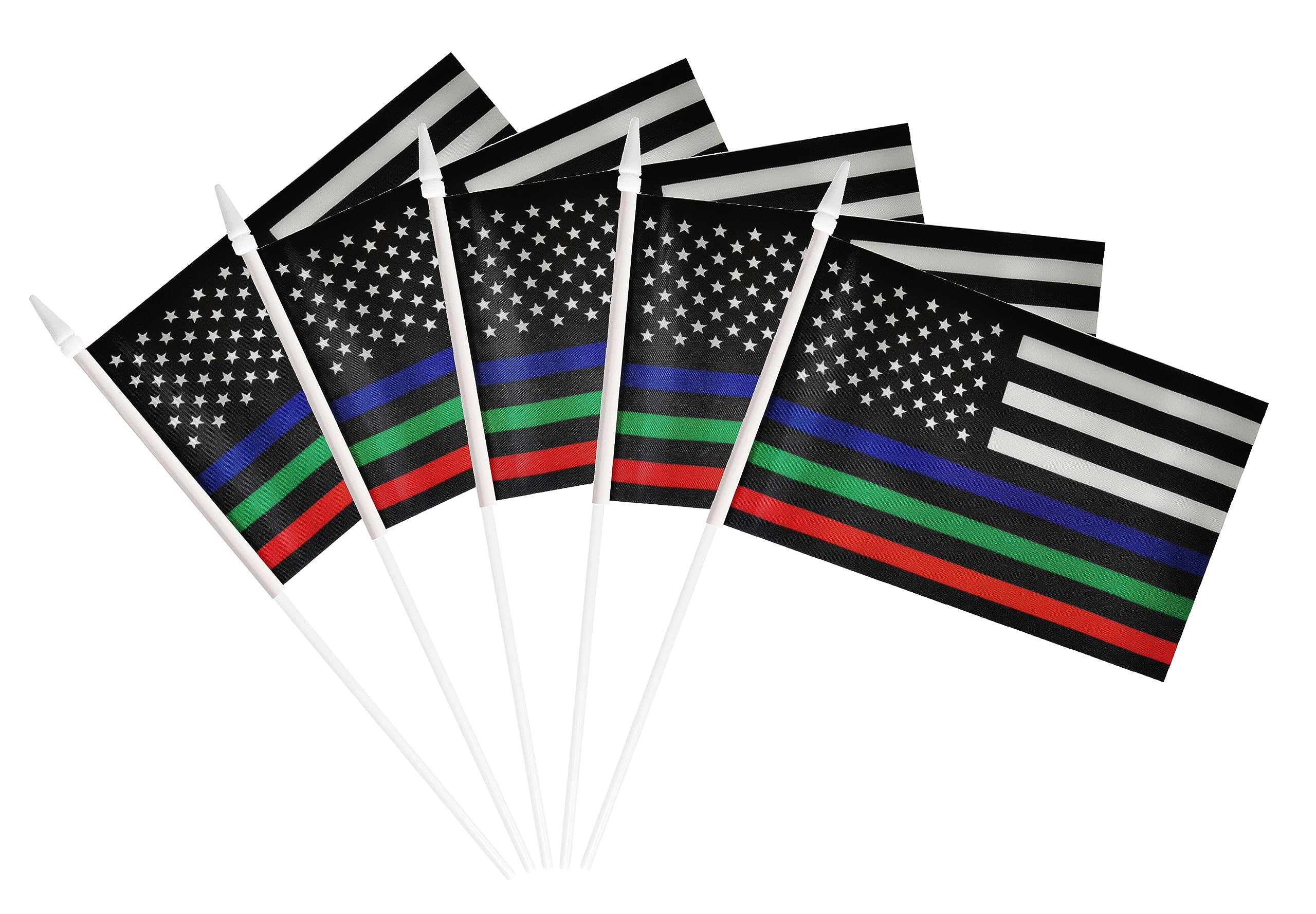 Thin Blue Green and Red Line USA Police Flag,Hand Held Small Mini ...
