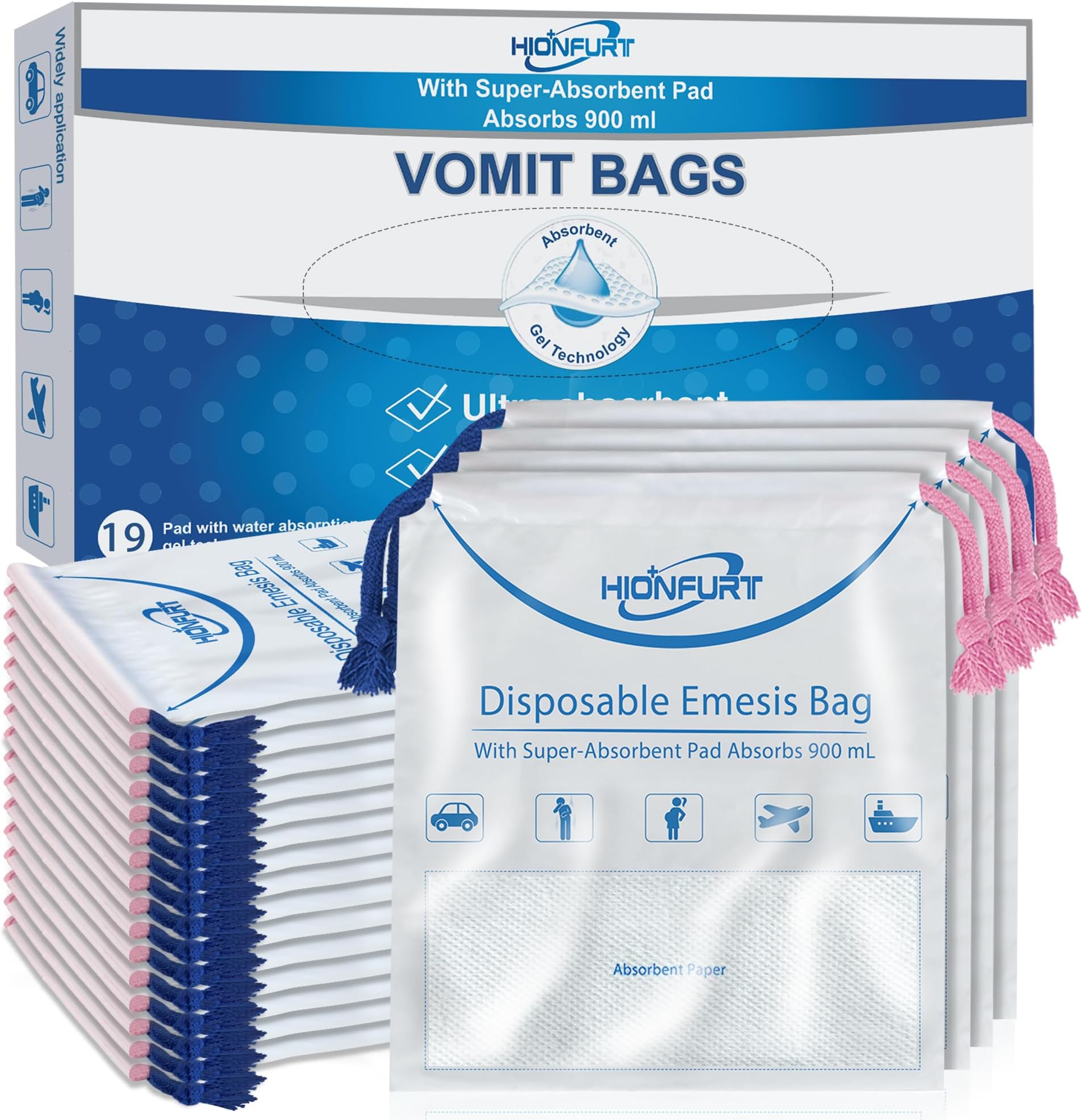 Amazon.com: Hionfurt Absorbent Vomit Bags Disposable,19pcs Emesis Bags ...