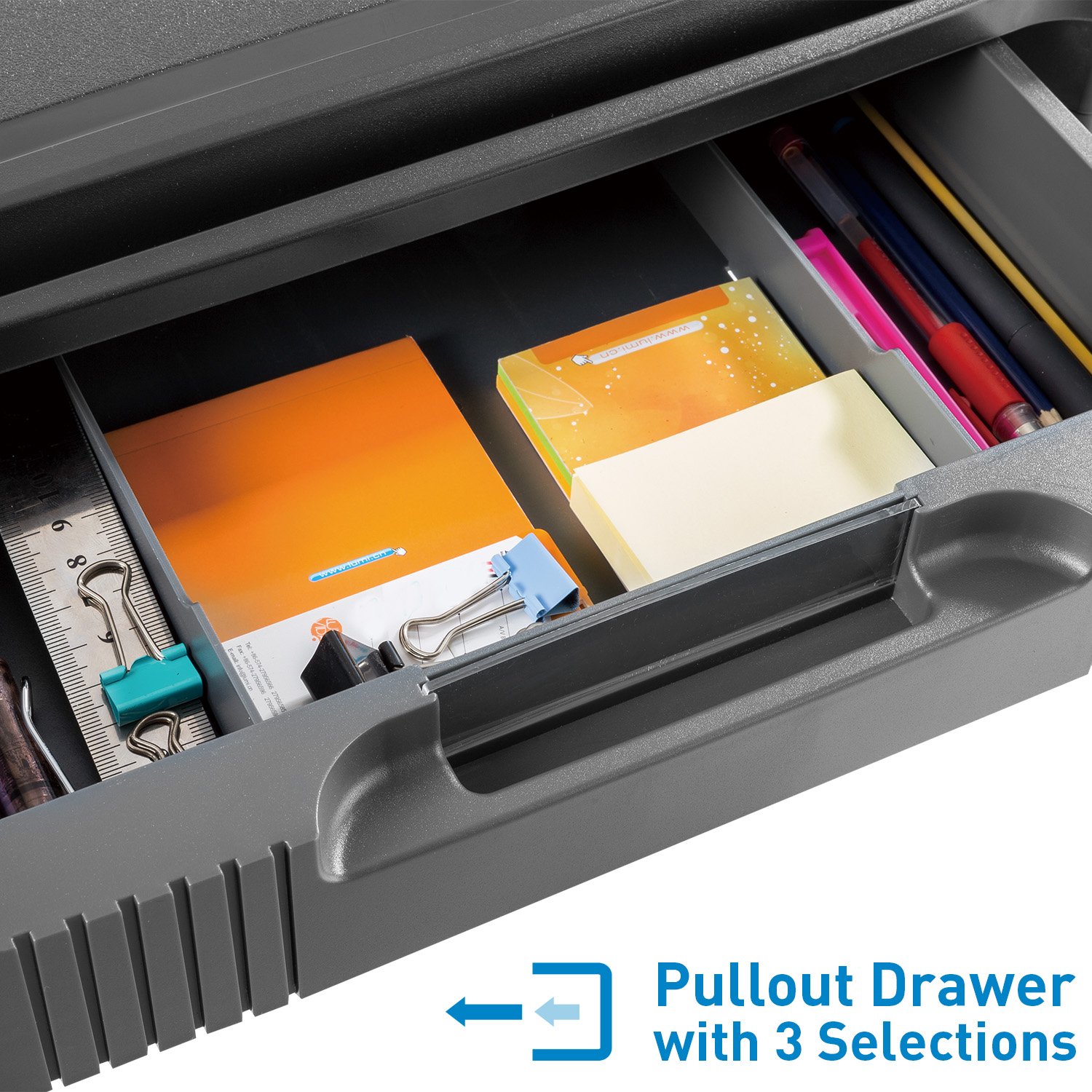 HUANUO Adjustable Monitor Stand with Pull Out Drawer, Pen Storage Slot ...