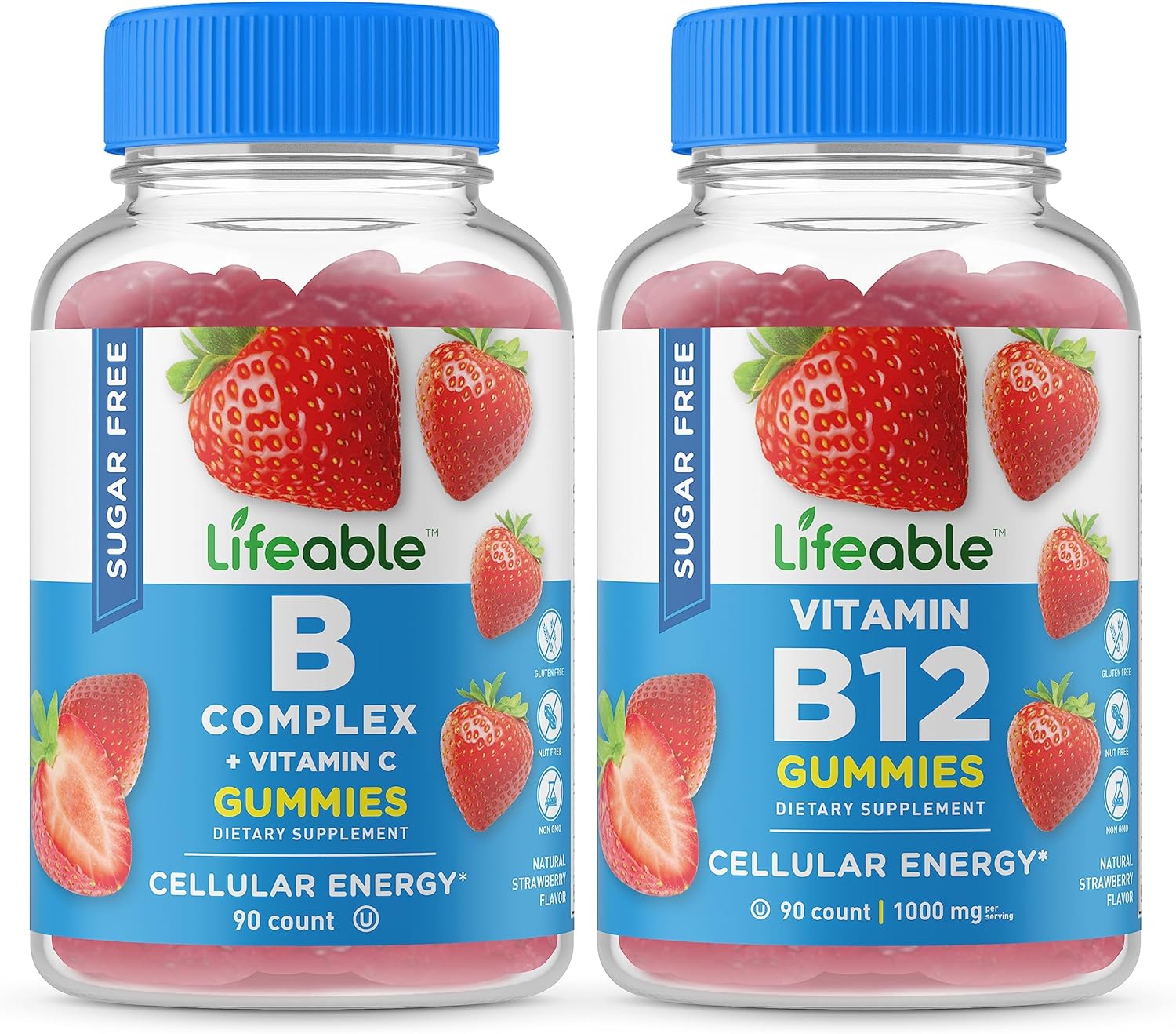 Amazon.com: Lifeable Sugar Free B Complex + Vitamin B12, Gummies Bundle ...