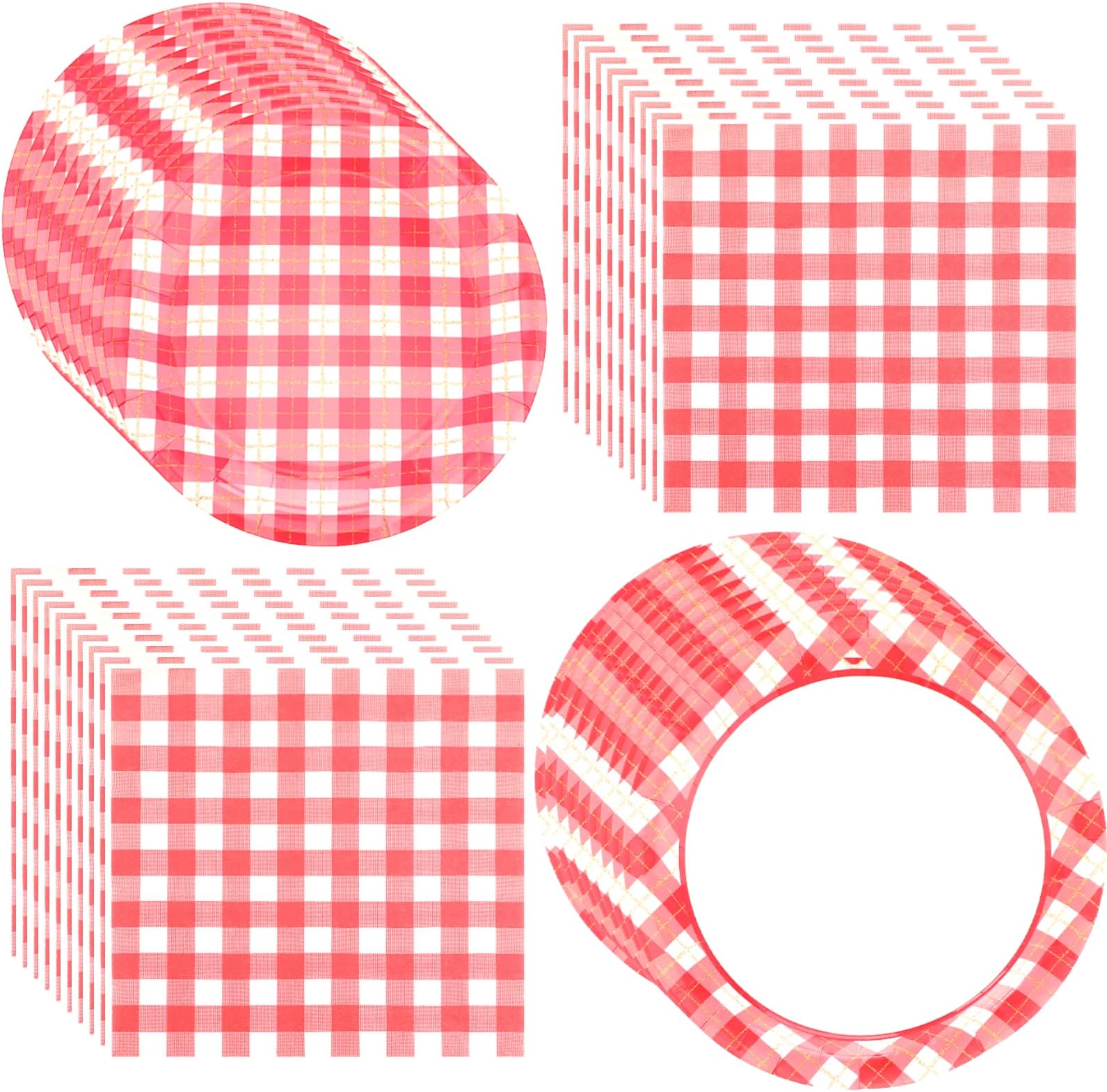 Amazon.com: Gift Boutique 200 Pcs Red and White Gingham Party Supplies ...