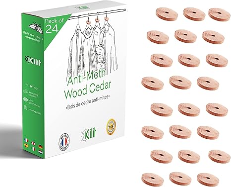 KALIGEN Pack de 24 Anneaux en Bois de Cèdre | Anti Mites Textiles pour ...