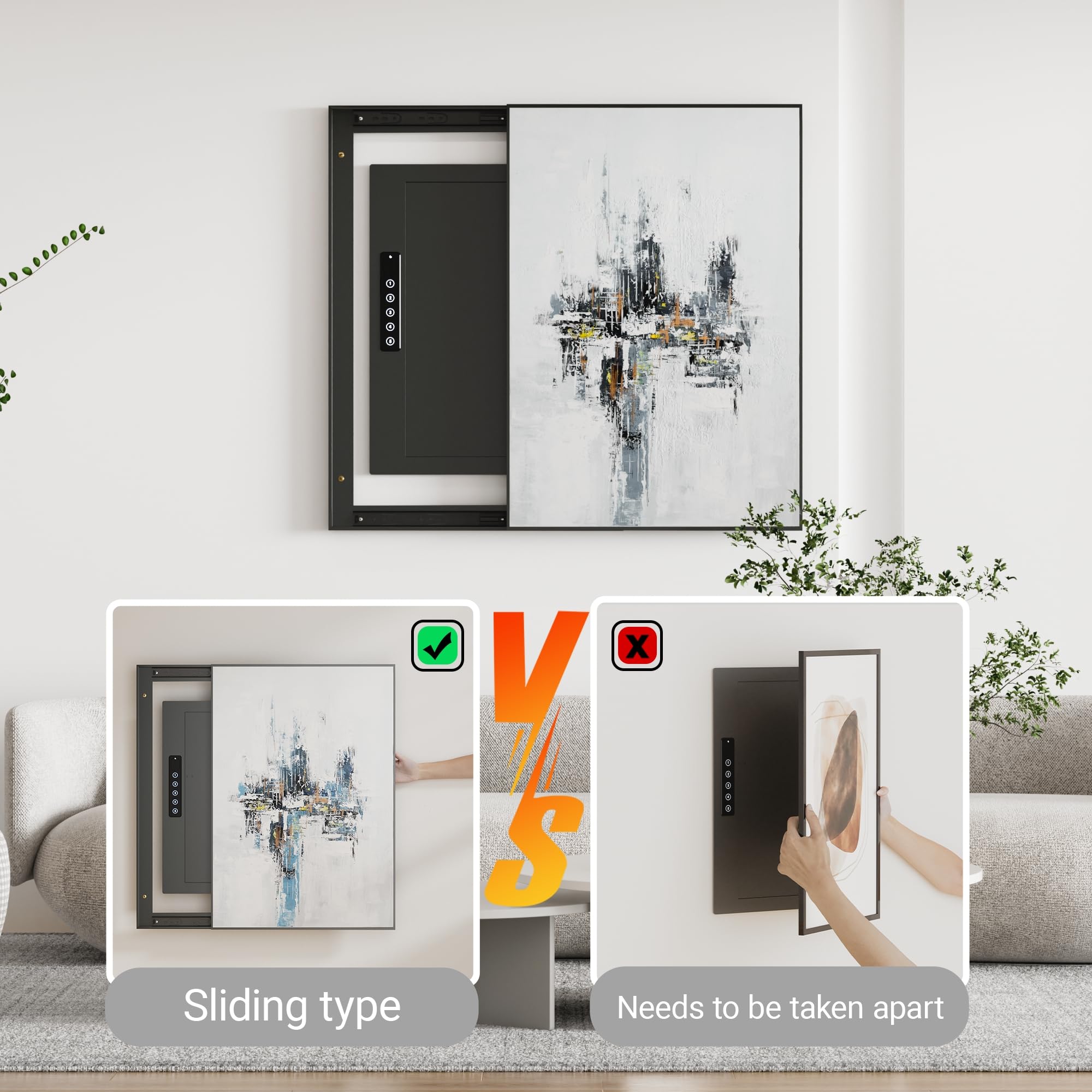 Snapklik.com : 21x30 Wall Safe Cover, Left Or Right Slide Design Pull ...