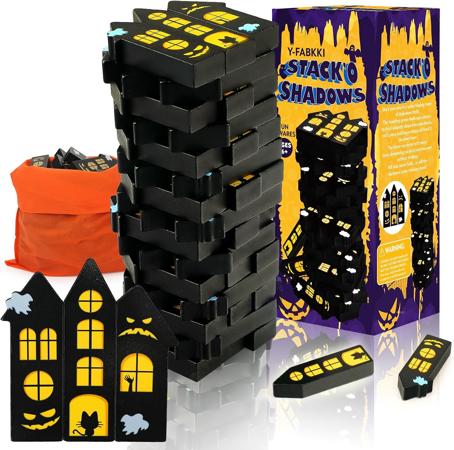 Amazon.com: Halloween Wooden Blocks Stacking Games, Haunted Castle ...
