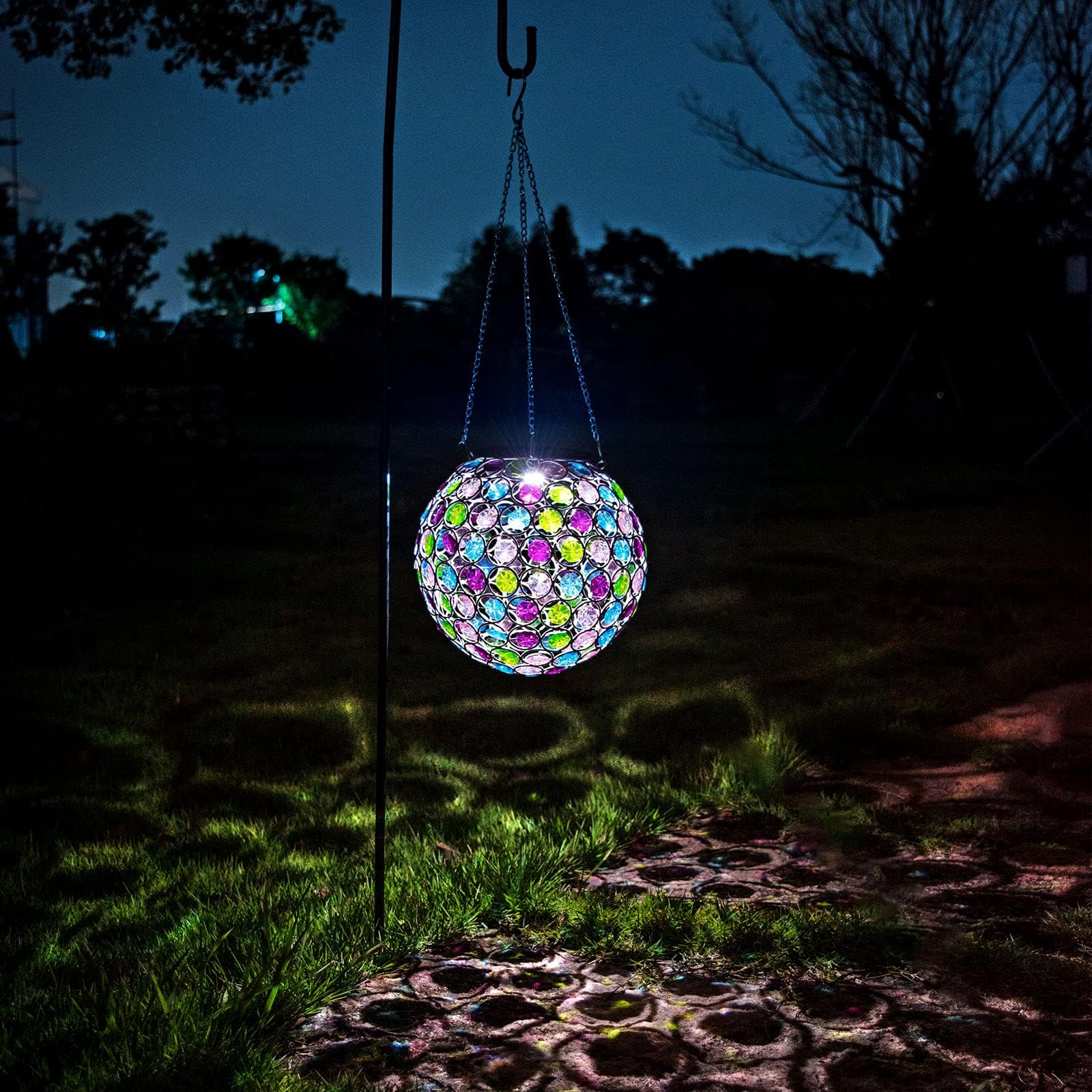 Solar Lantern Hanging Outdoor Christmas Decorative, Dual LEDs Color ...