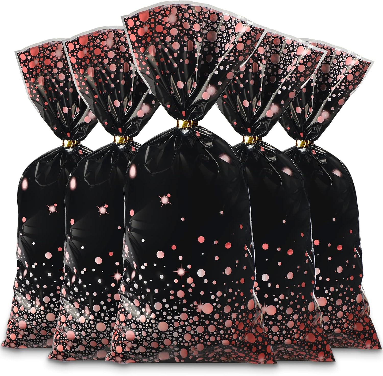Amazon.com: 100 Pieces Black and Rose Gold Cellophane Bags 10.8 x 5 ...