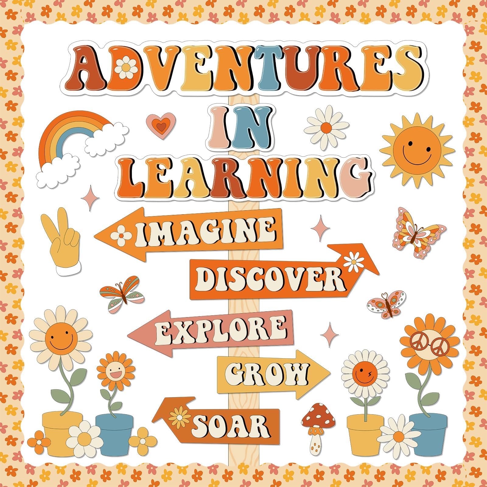 Amazon.com: AnyDesign 59Pcs Retro Boho Classroom Bulletin Board ...