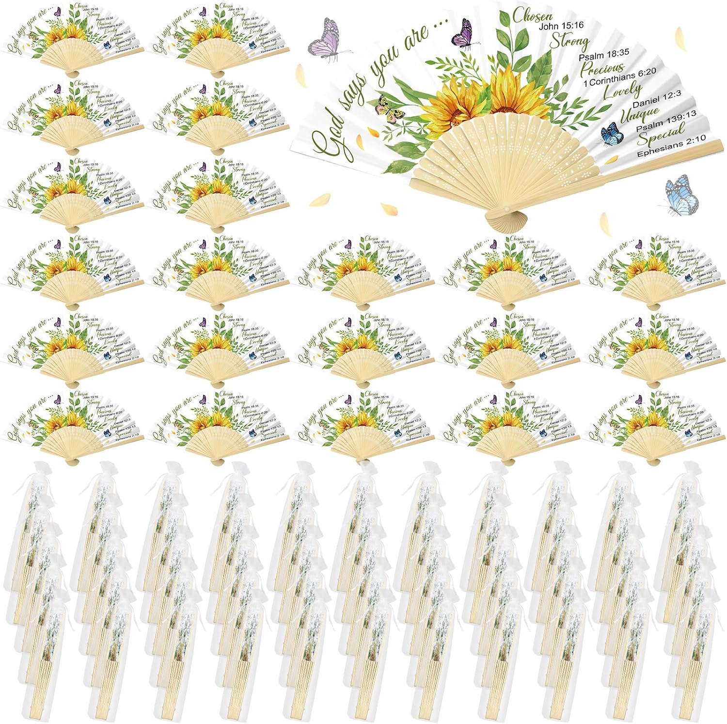 Amazon.com: Lemosae 100 Pcs Christian Paper Hand Fans God Says You are ...