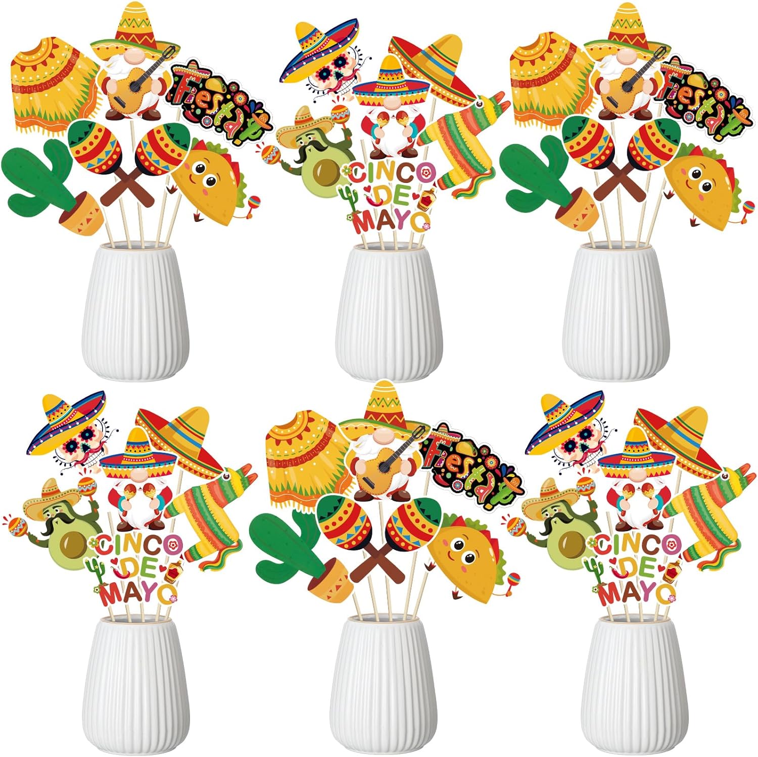 Amazon.com: Soaoo 36 Pcs Cinco De Mayo Centerpiece Stick Mexican Fiesta ...