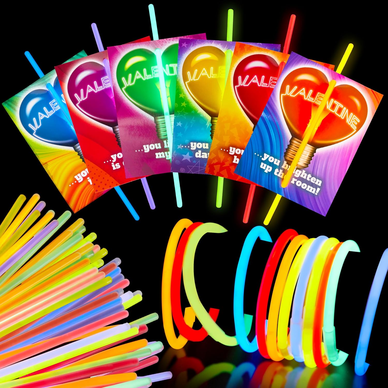 Amazon.com: JOYIN 36 Packs Neon Valentines Day Gift Cards with Glow ...