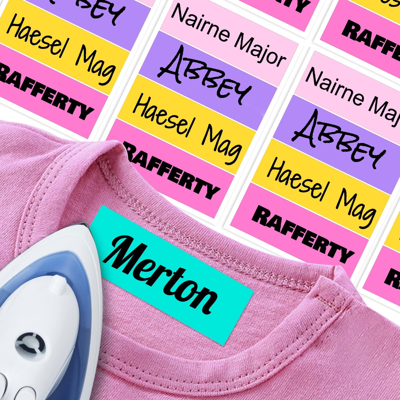 Amazon.com : Personalized Iron On Name Labels (130 Labels) - Custom ...