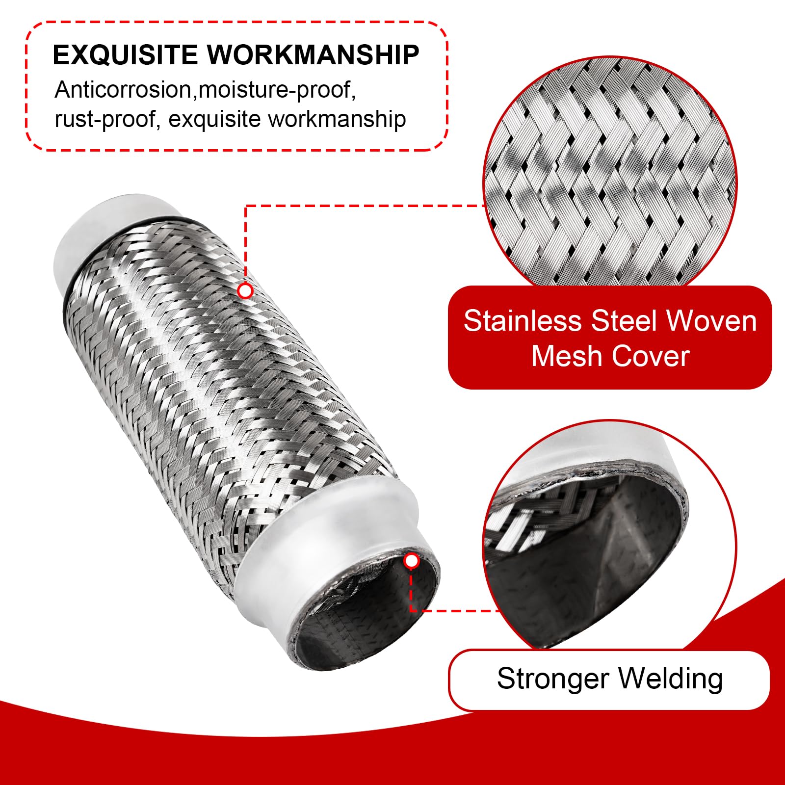 Snapklik.com : Exhaust Flex Pipe,2.5 X 10 Heavy Duty Exhaust Flex Pipe ...