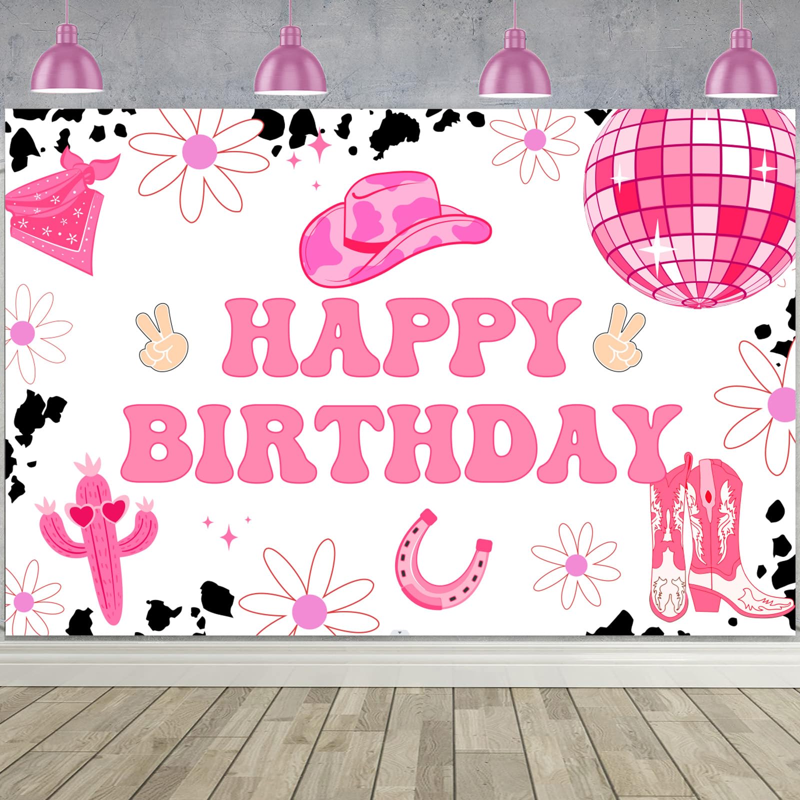 Amazon.com: 5 * 3ft Disco Cowgirl Birthday Party Backdrop Decorations ...