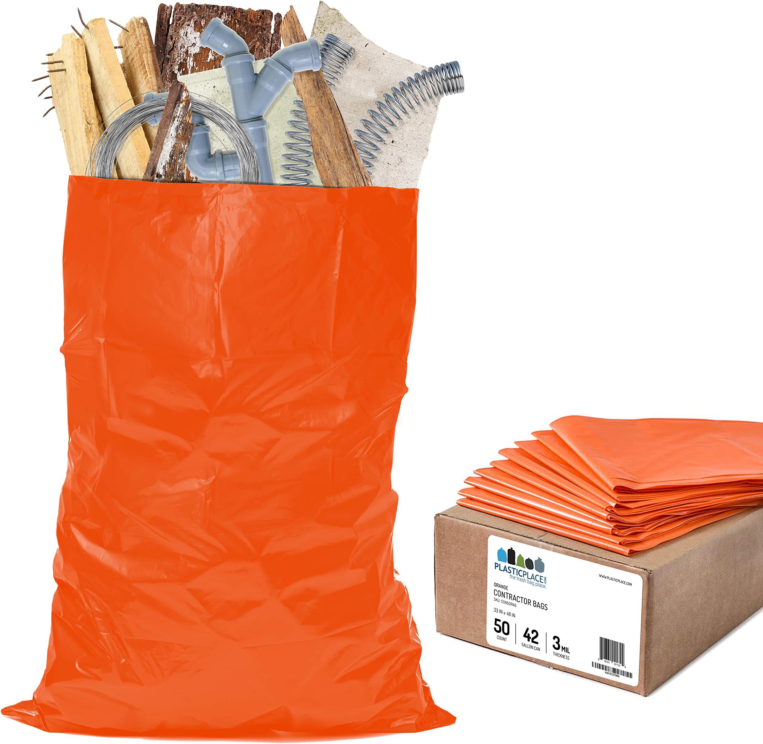 Amazon.com: Heavy Duty Contractor Trash Bags with Handles – 52 Gallon ...