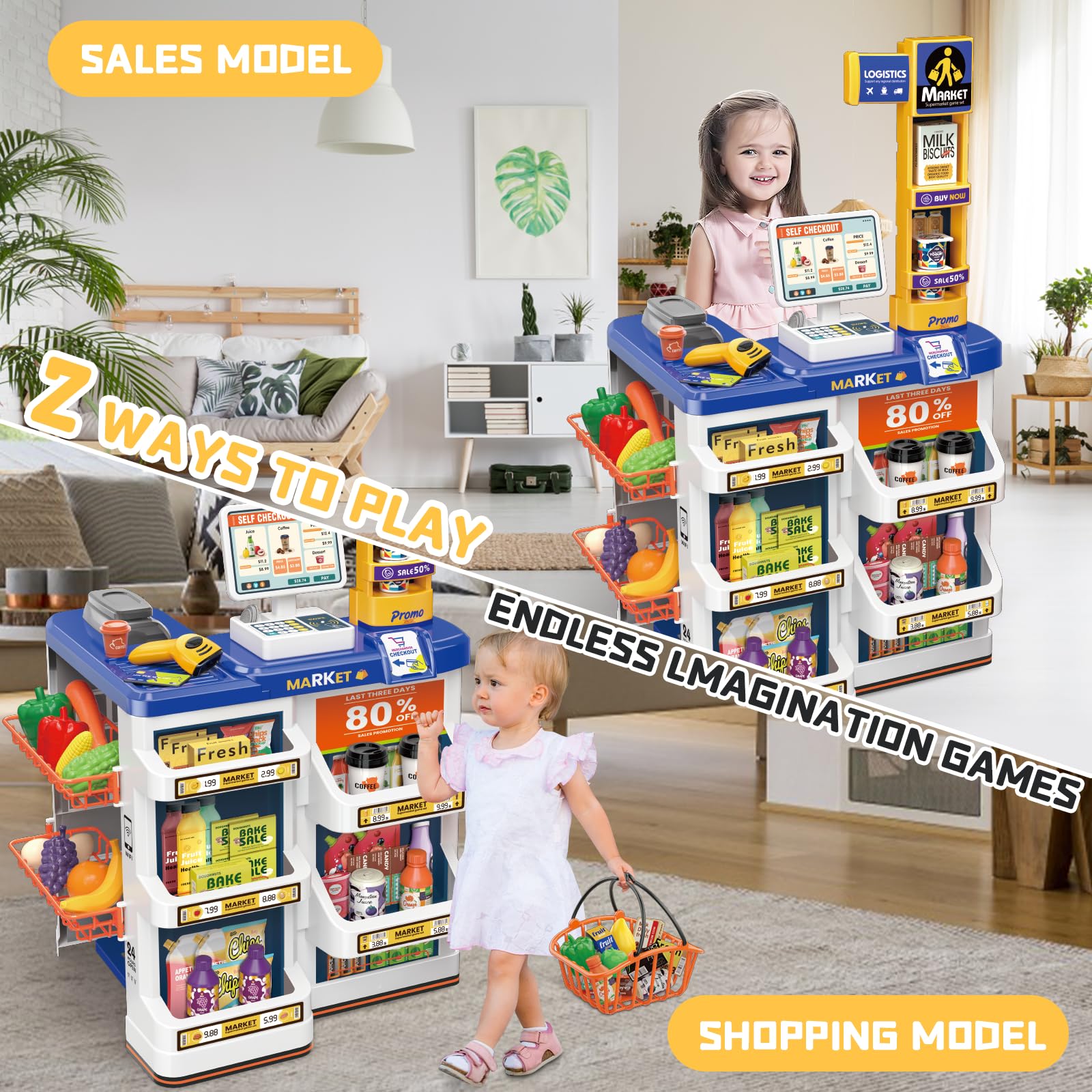 Snapklik.com : deAO Pretend Play Grocery Store Supermarket Set - Role ...