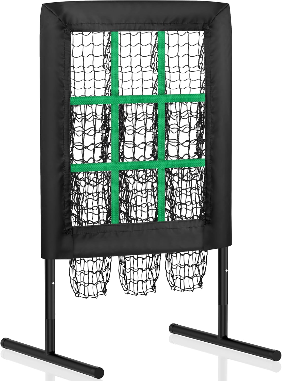 9 Hole Baseball Pitching Net, Portable & 3 Height Adjustable Softball ...