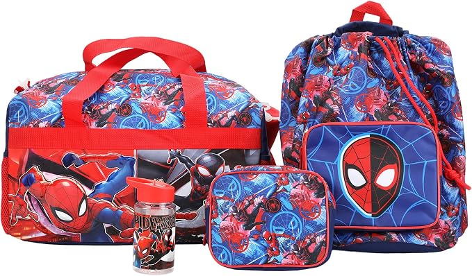 Amazon.com: Bioworld Spider-Man 4-Piece Duffel, Drawstring Backpack ...