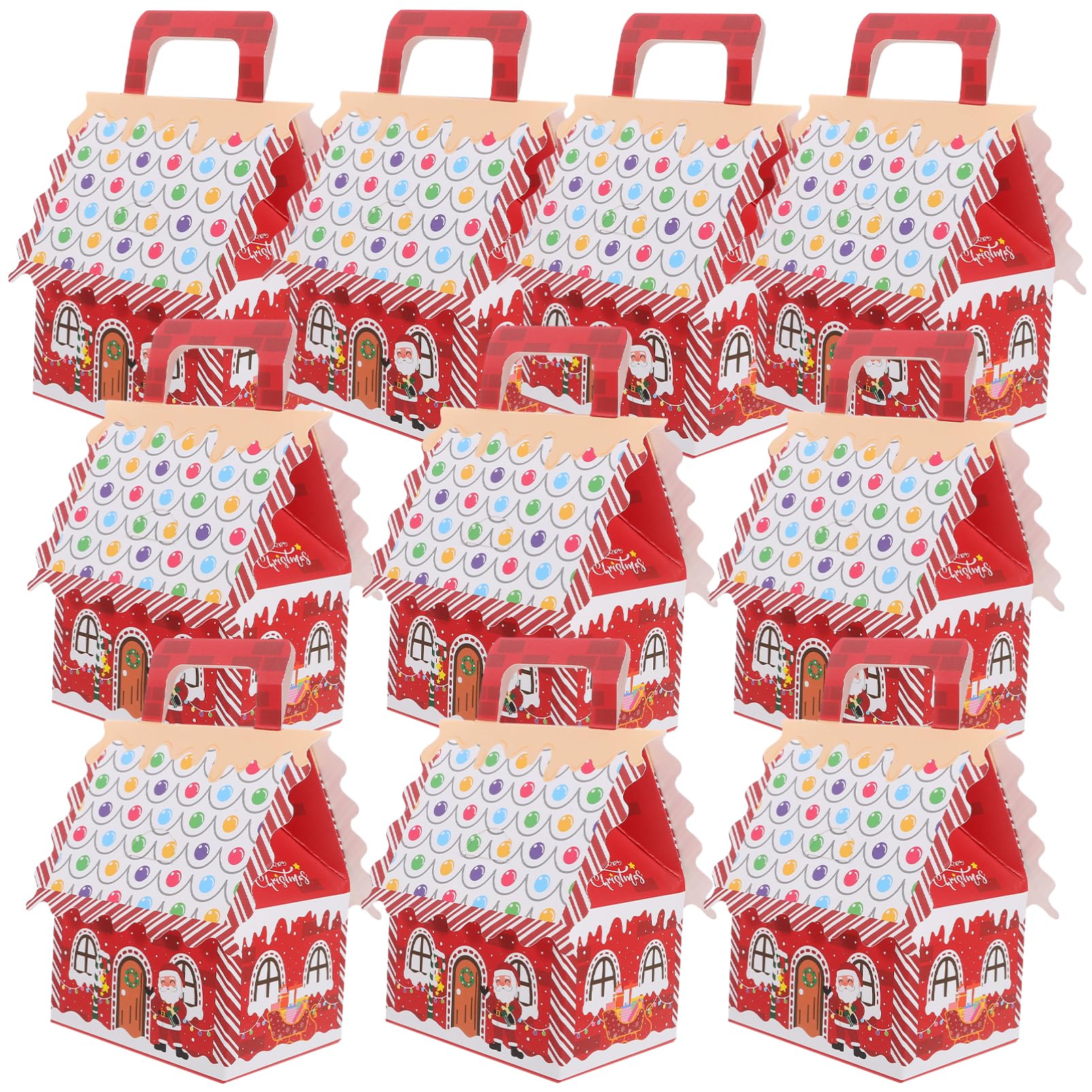 Amazon.com: JECOMPRIS 10Pcs Christmas Treat Boxes: Red Paper House ...