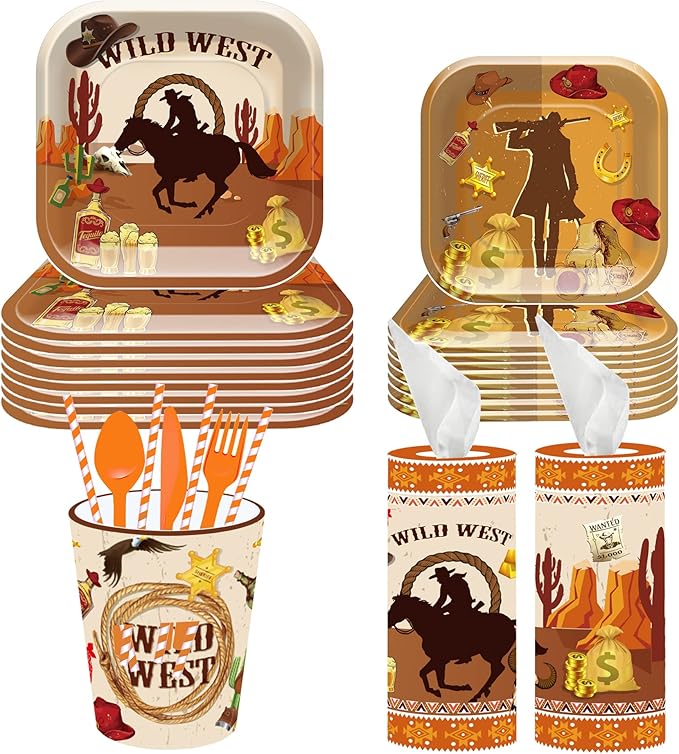 Amazon.com: Western Cowboy Disposable Dessert Square Plates for ...