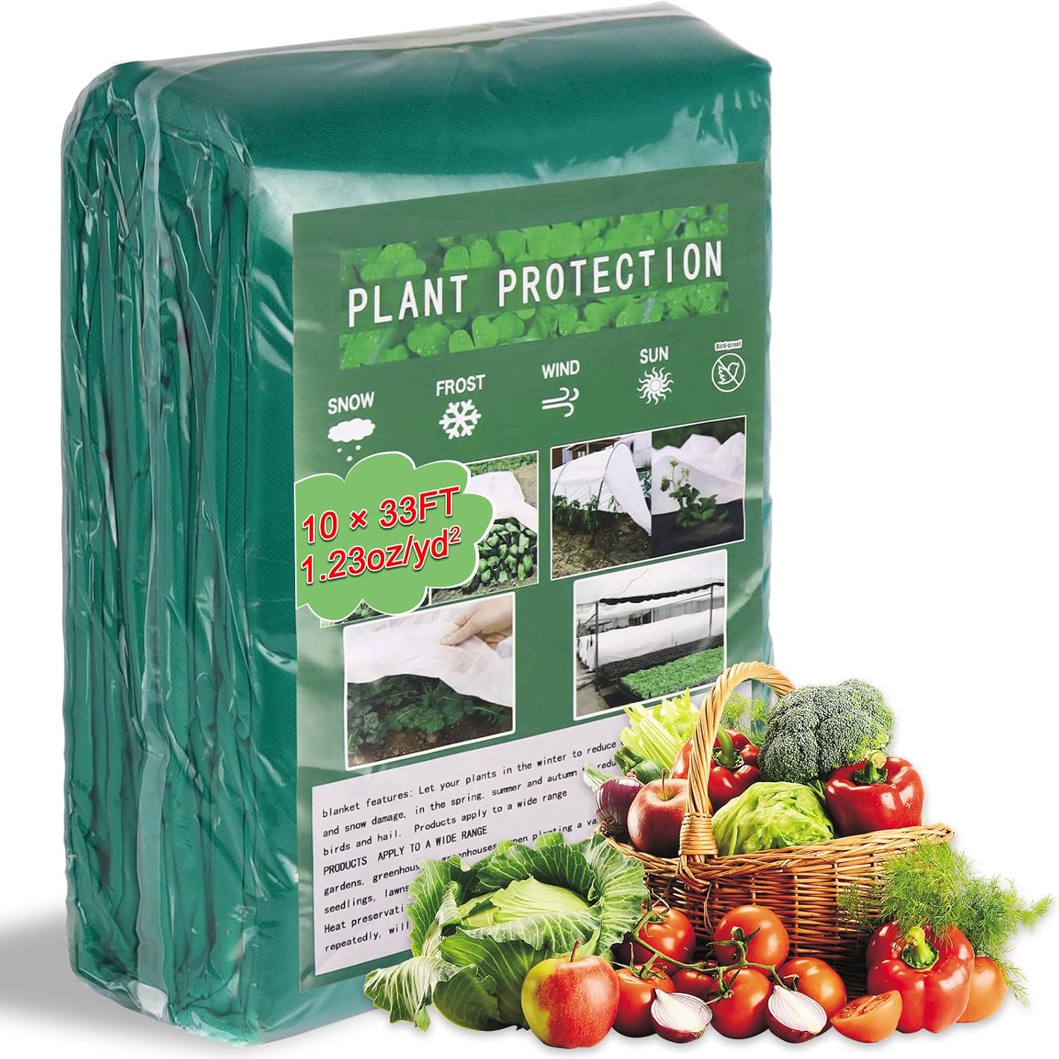 Amazon.com : Plant Covers Freeze Protection 10FT x 33FT,Reusable Garden ...