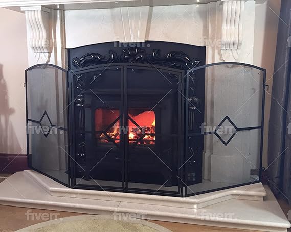 Crannog Heavy Duty Fire Guard Screen with Front Door, Features Back ...